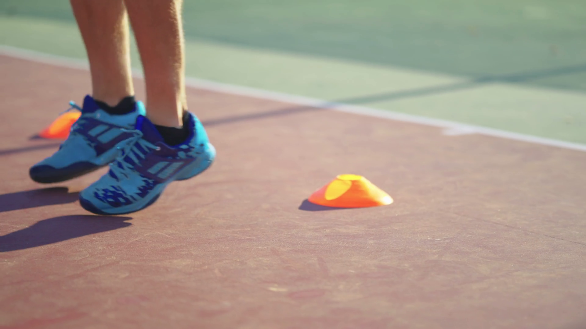 Man Training Sidestep On Tennis Court Guy Stock Footage SBV-351747561 ...