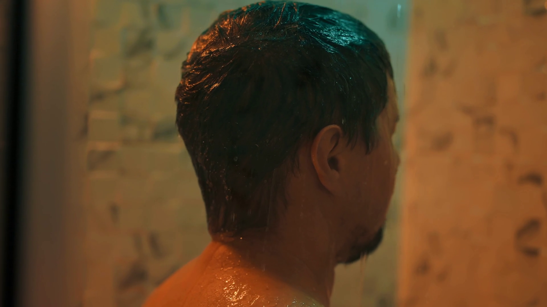 Man Taking Shower In Bathroom At Home Back Stock Footage SBV-351774108 ...