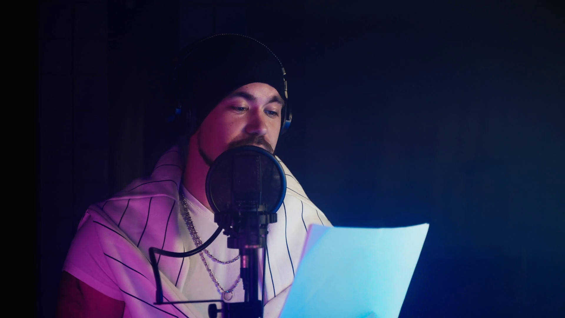 Man Reading Text From Script Recording Stock Footage SBV-348465674 ...