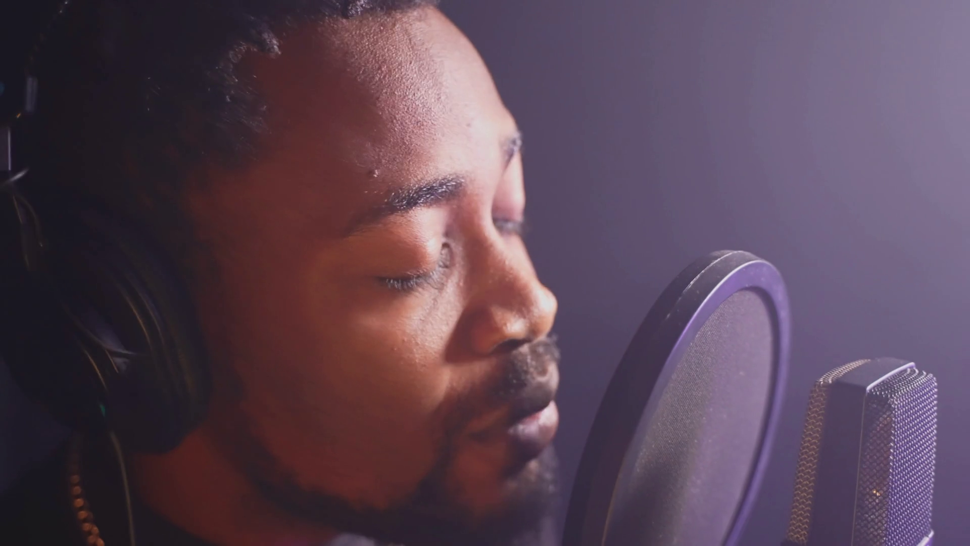 Close-up Shot Of African American Man Singer Stock Footage SBV ...