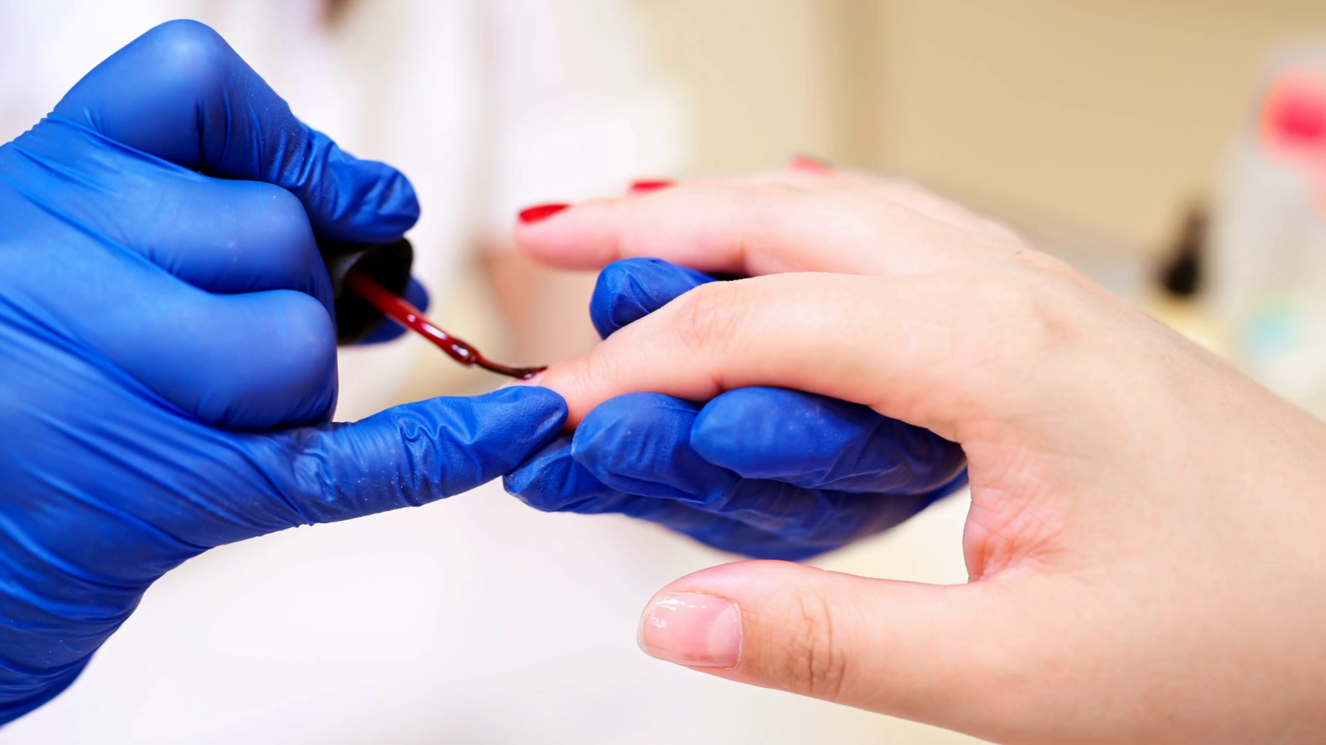 Manicurist Master In Blue Medical Glove Stock Footage SBV-347680972 ...