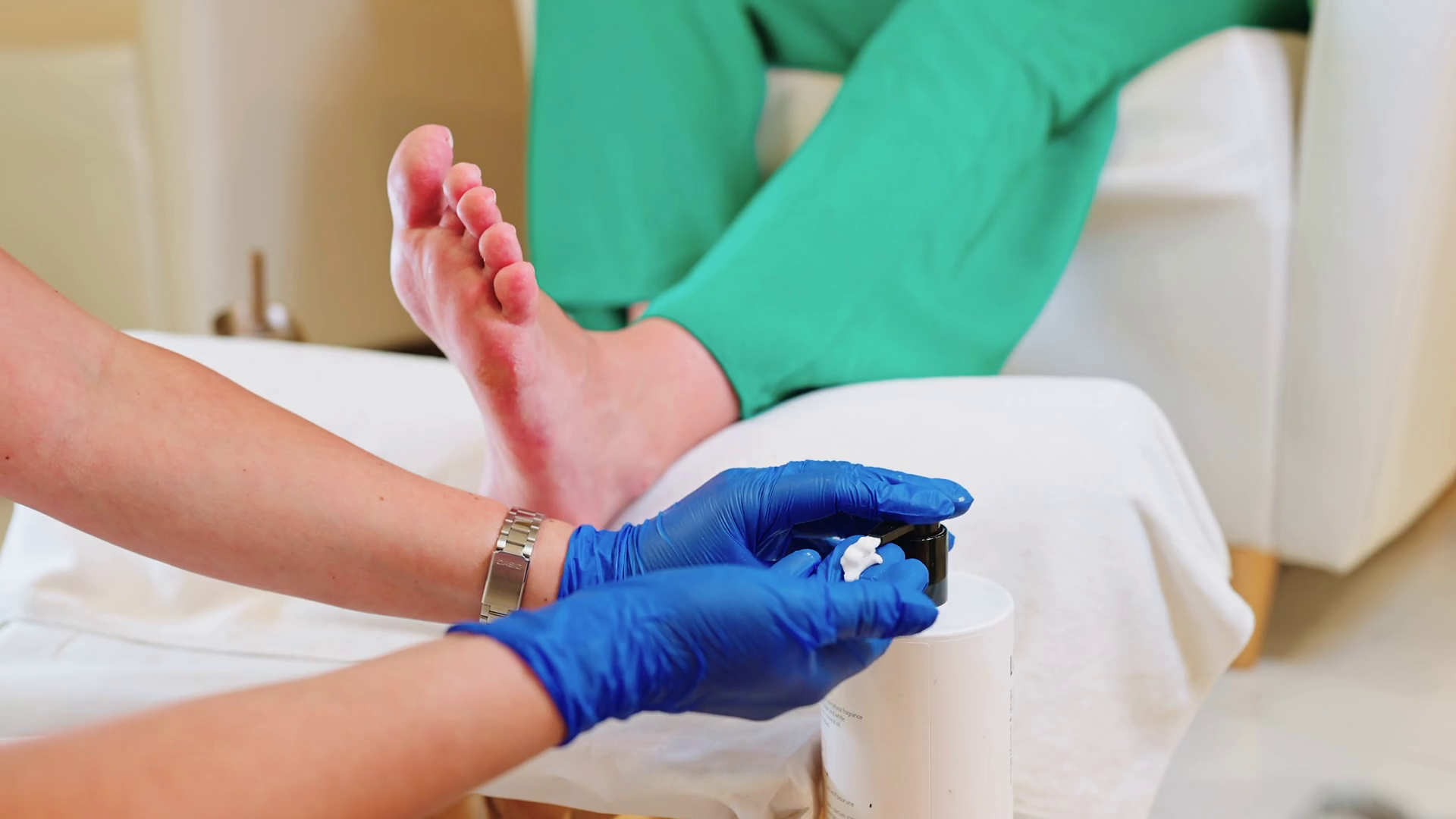 Pedicurist Massaging Client Woman Foot With Stock Footage SBV-347681205 ...