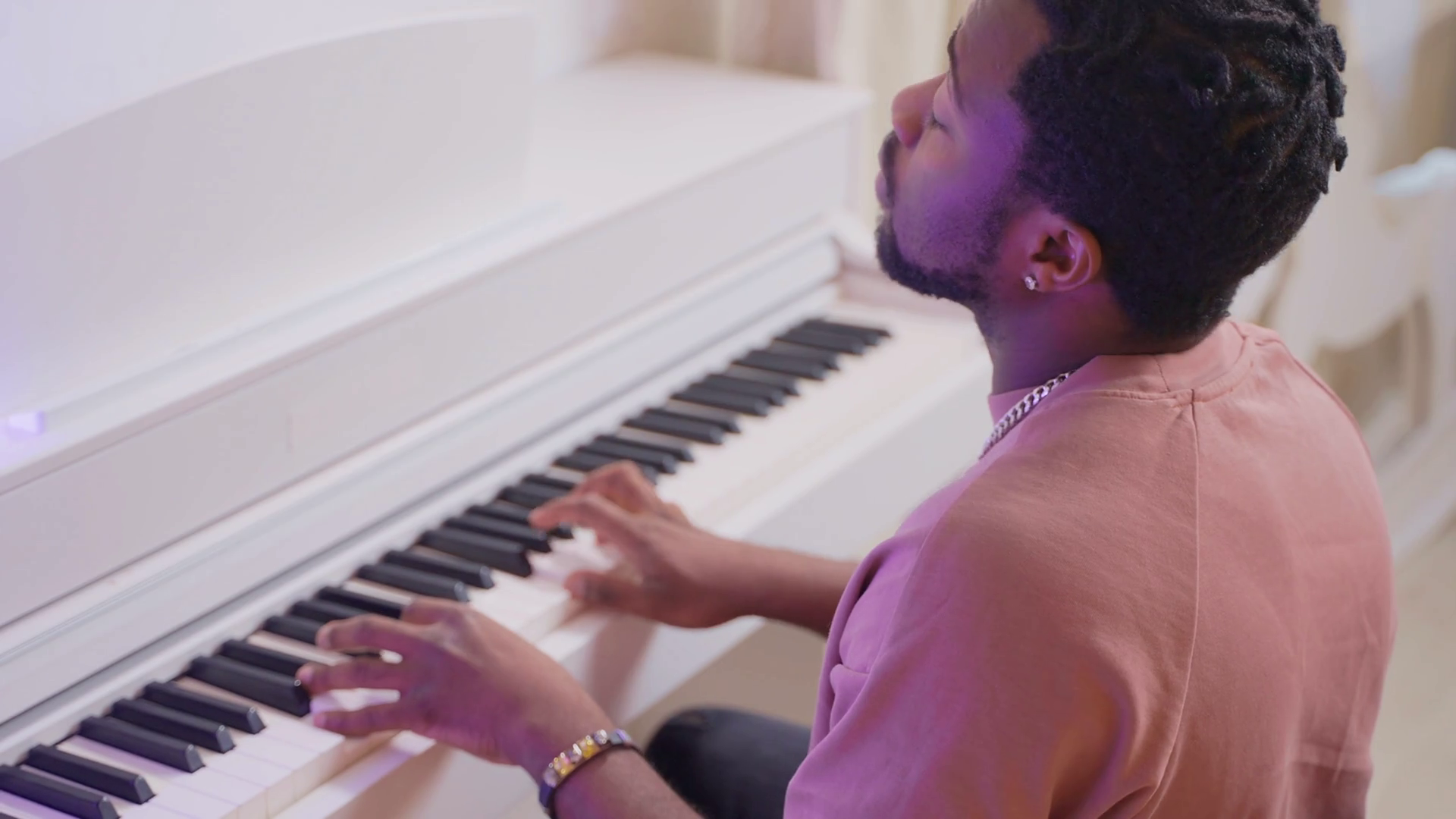 Inspired Black Man Playing Piano At Home Stock Footage SBV-348825367 ...