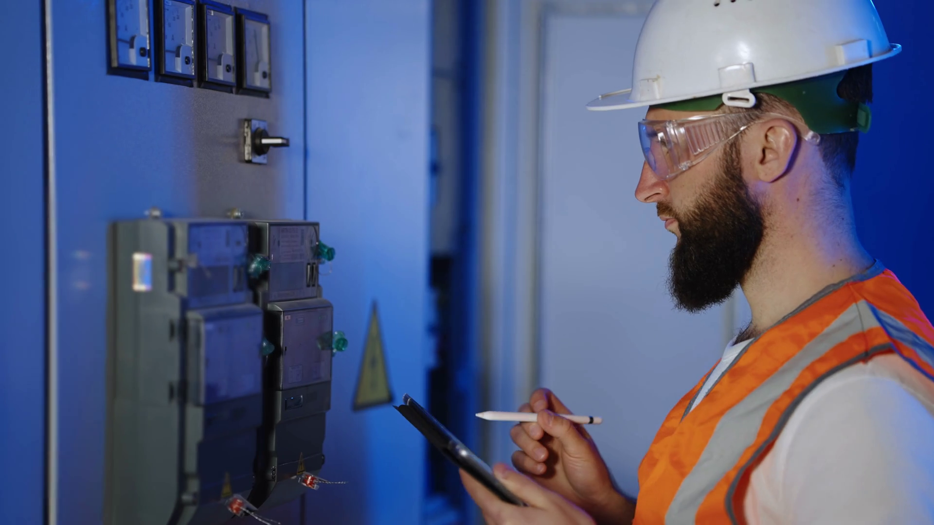 Checking Meter Reading Electrical Engineer Stock Footage SBV-346568755 ...