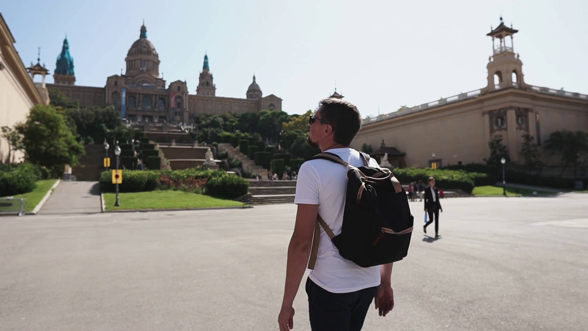 Male Tourist Wandering On Big Square Museum Stock Footage SBV-338702386 ...