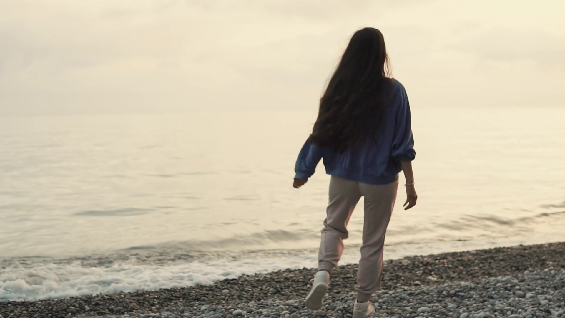 Shot From Behind Of Woman With Long Brunette Stock Footage SBV ...