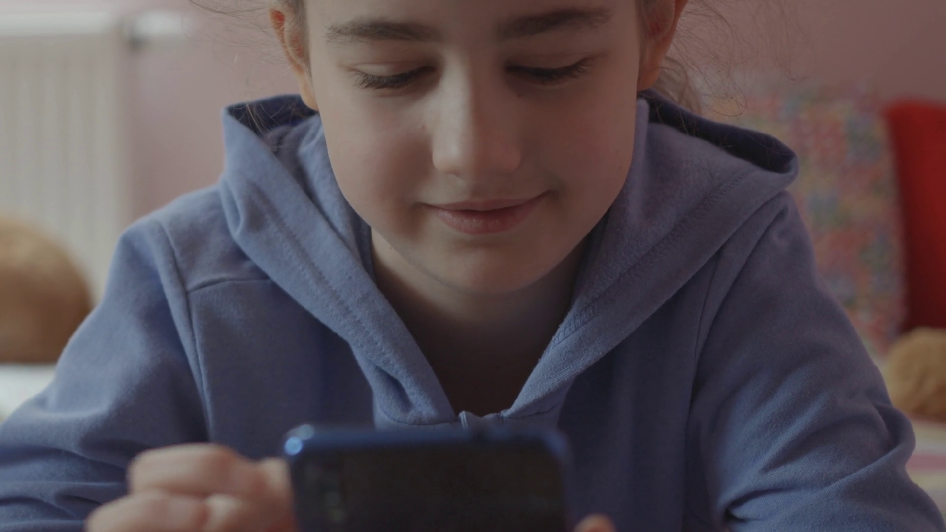 Child Using Mobile Phone Writes Messages In Stock Footage SBV-352907795 ...