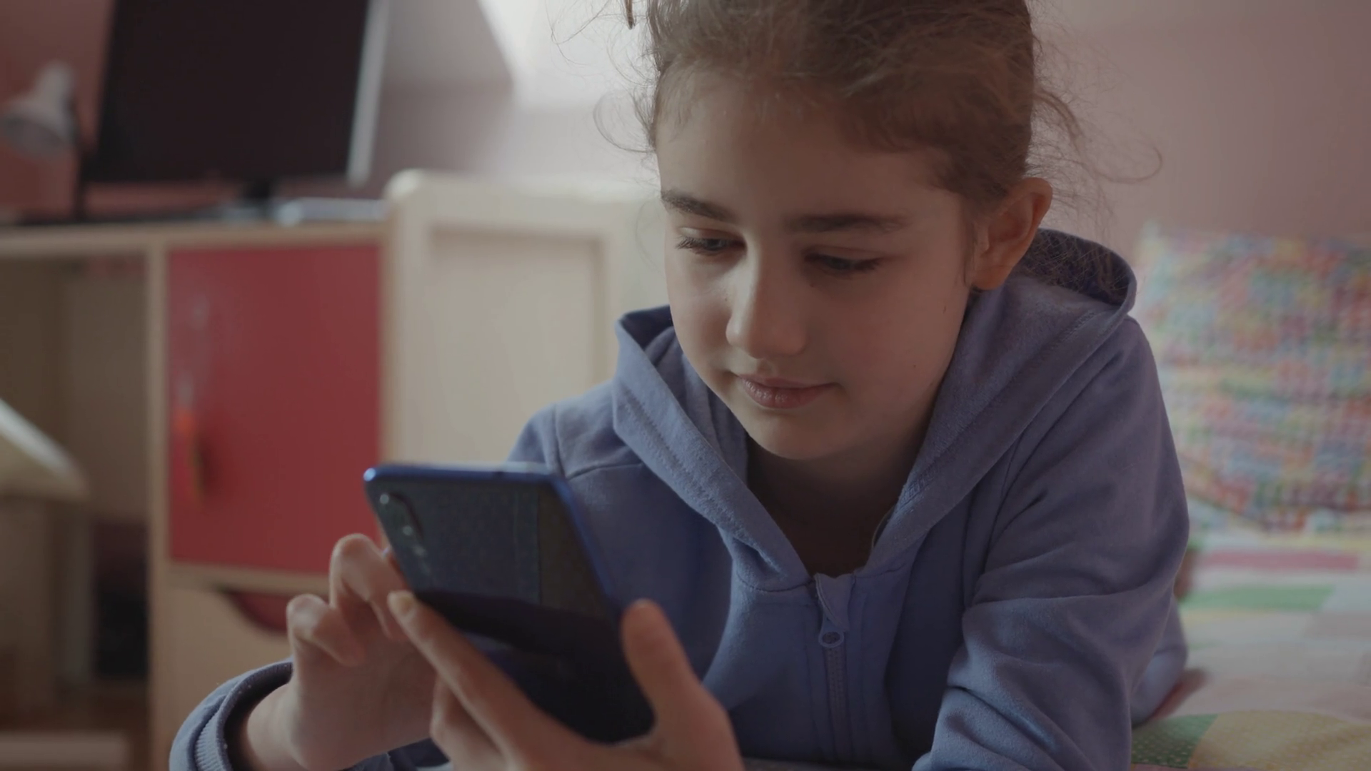Child Using Mobile Phone Writes Messages In Stock Footage SBV-352847946 ...