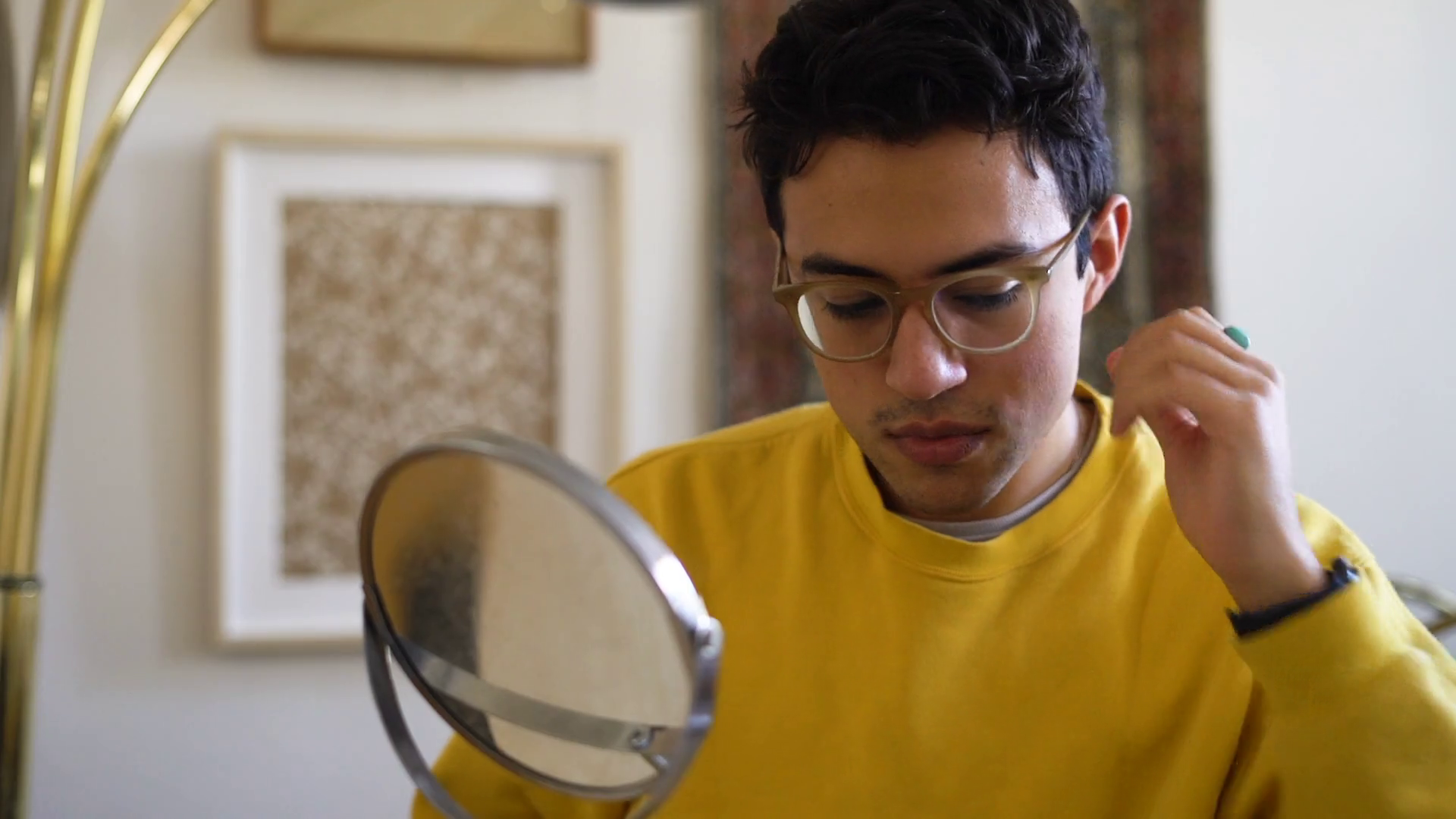 Hispanic young man looking at acne in mirror Stock Video Footage 00:23 ...