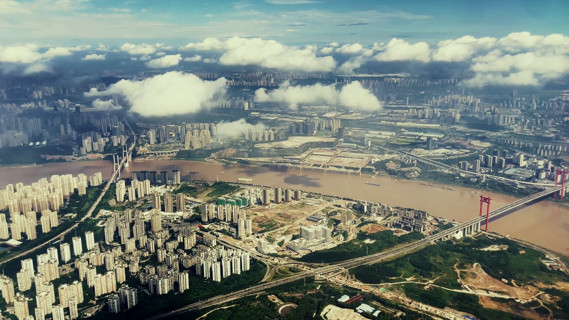 Aerial View From Airplane Of Chongqing City Stock Footage SBV-352735192 ...
