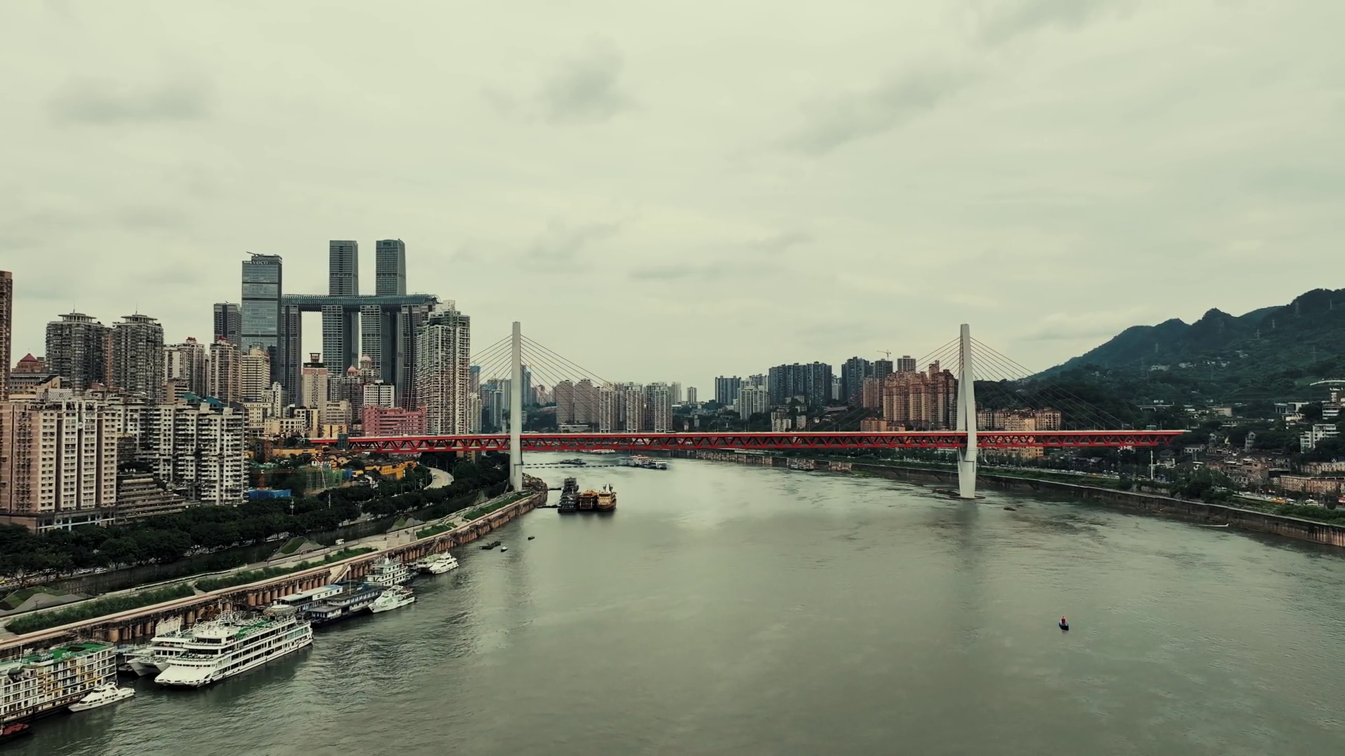 Aerial View Of Chongqing City With Bridge Stock Footage SBV-352565069 ...