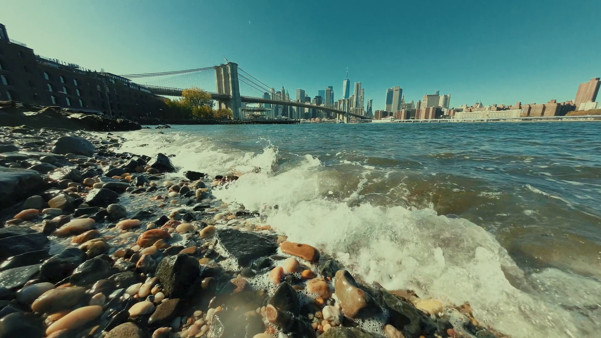 Tide At Rock Beach Waterfront With New York Stock Footage SBV-352584414 ...