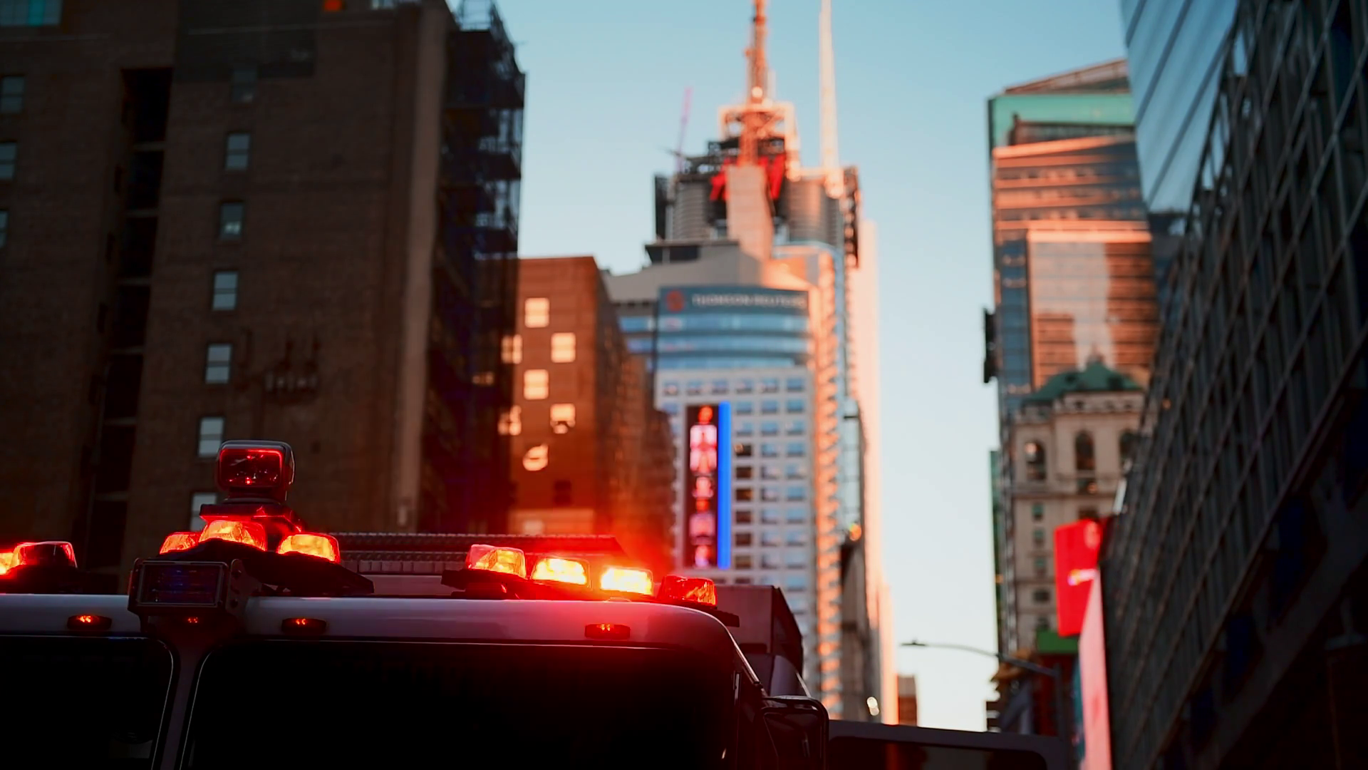 A Fire Truck At 42nd Street In Midtown Stock Footage SBV-352543065 ...