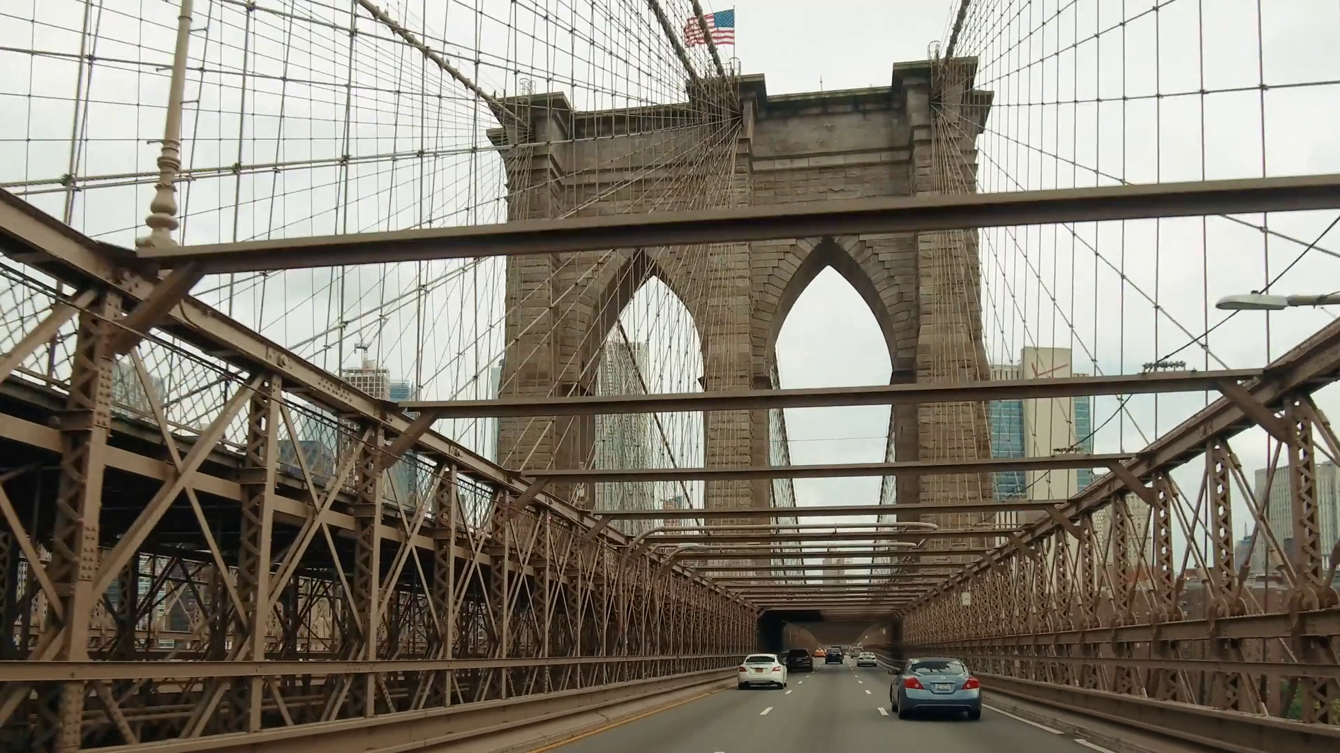 Driving On Brooklyn Bridge In Downtown Stock Footage SBV-352492869 ...