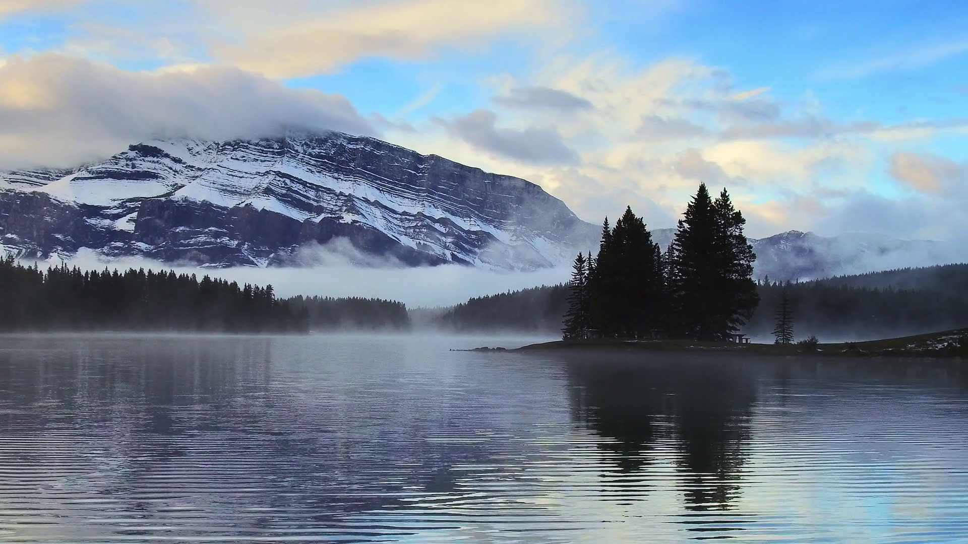Panorama View Of Two Jack Lake In Banff Stock Footage SBV-352610984 ...