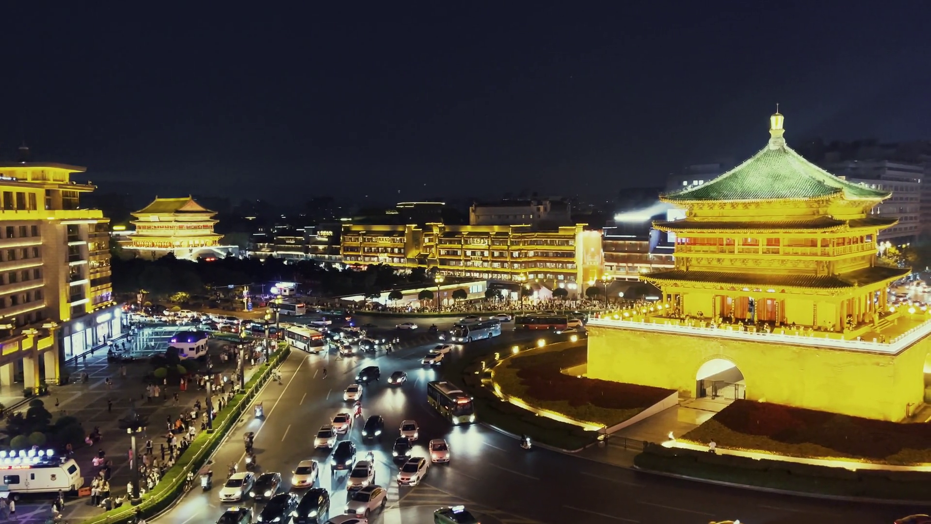 Xian City Urban View With Bell Tower Stock Footage SBV-352500258 ...