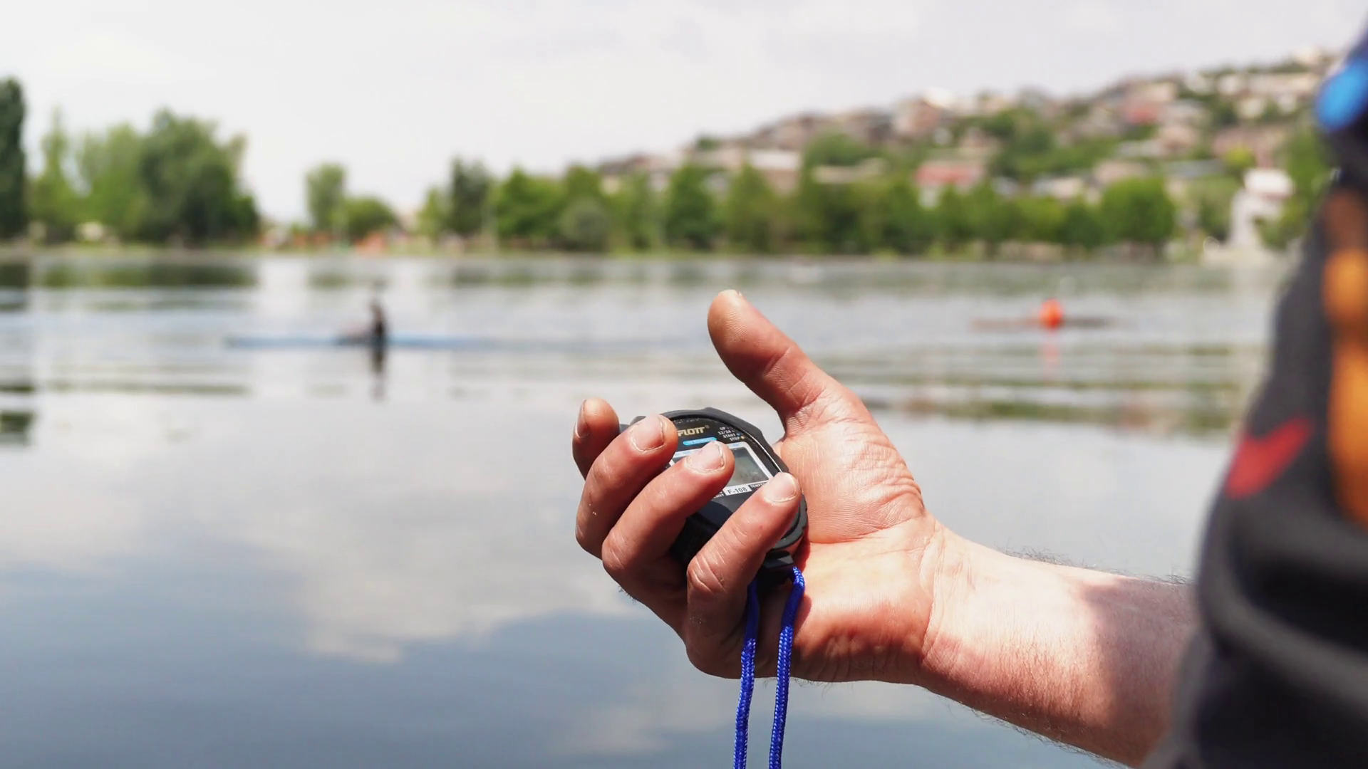 A Rowing Competition Stopwatch Is Pressed Stock Footage SBV-348837583 ...
