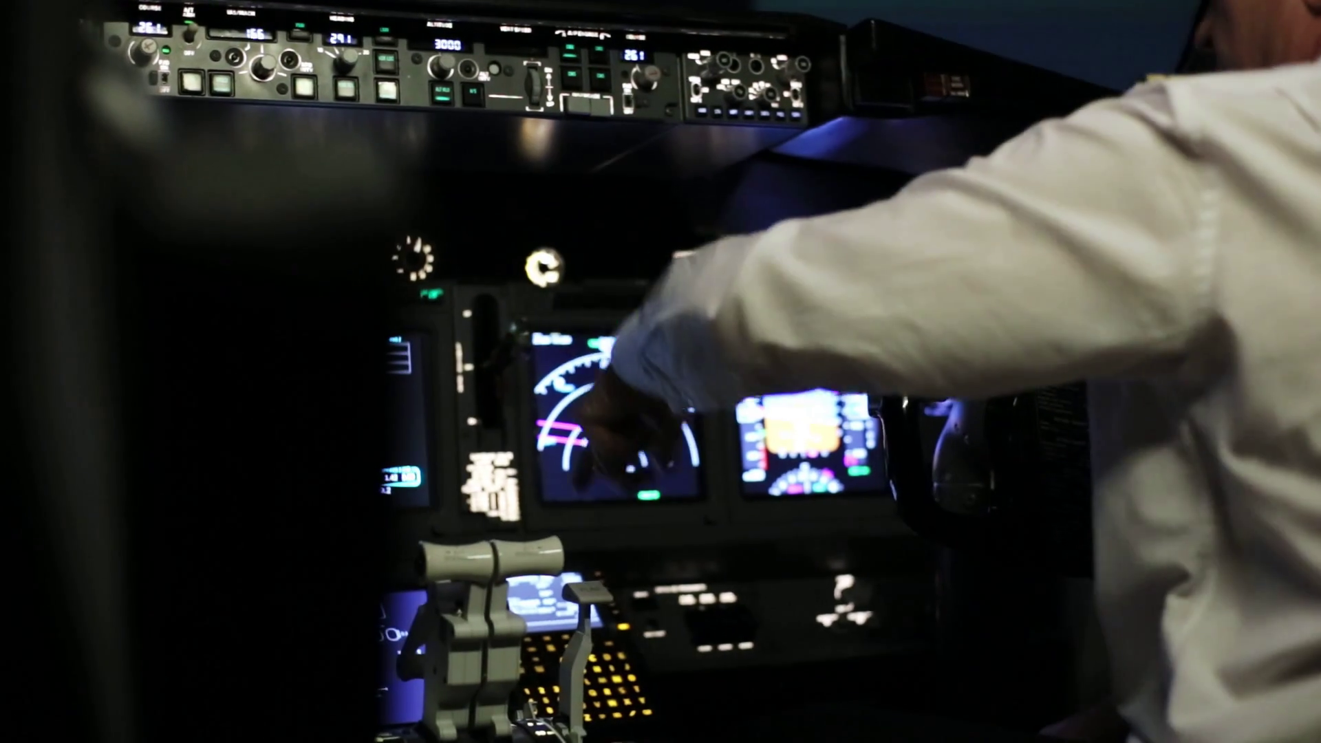 Captain Is Controls Airplane Rear View Stock Footage SBV-327963981 ...