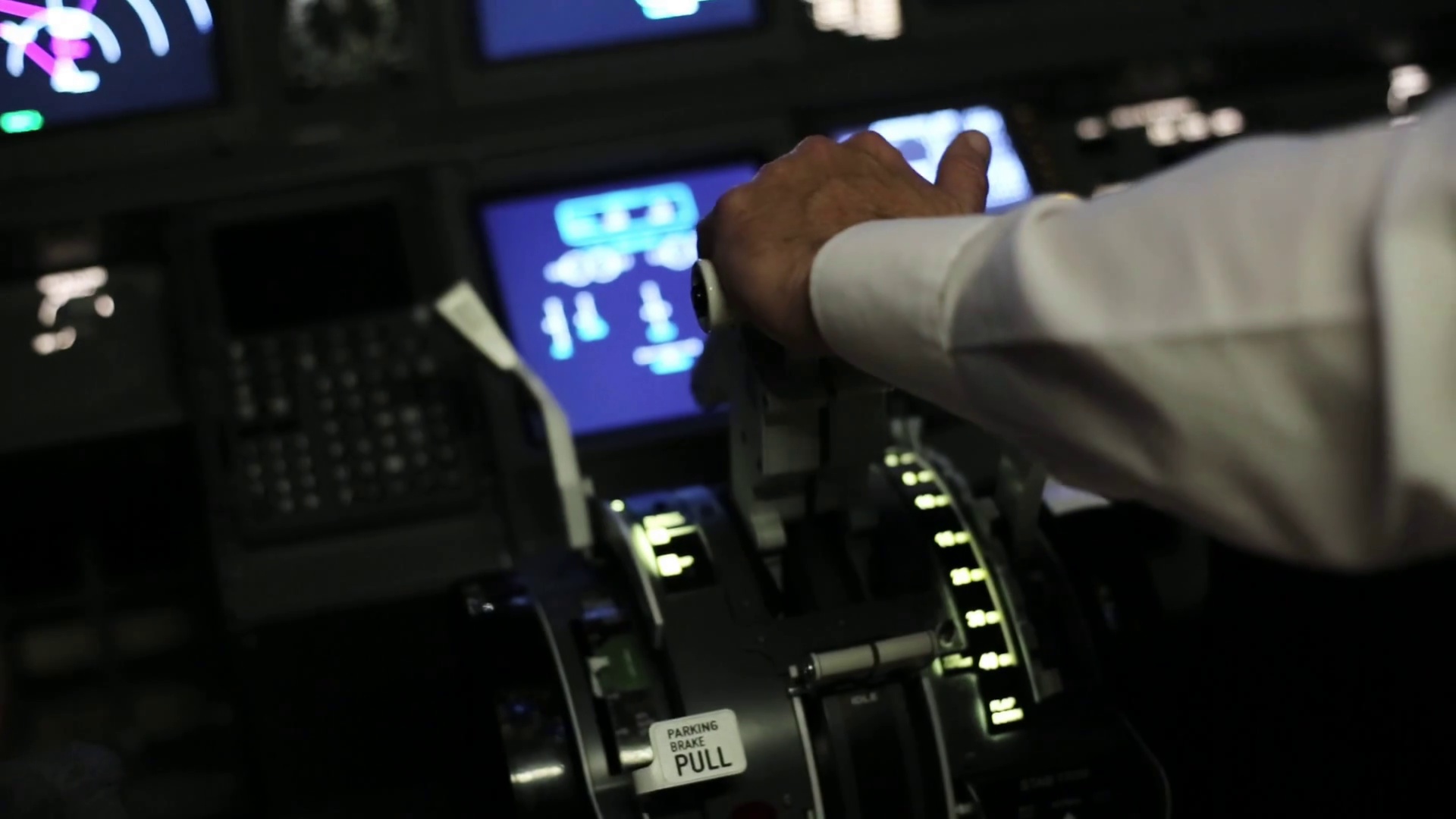 Captain Is Controls Airplane Rear View Stock Footage SBV-327938203 ...