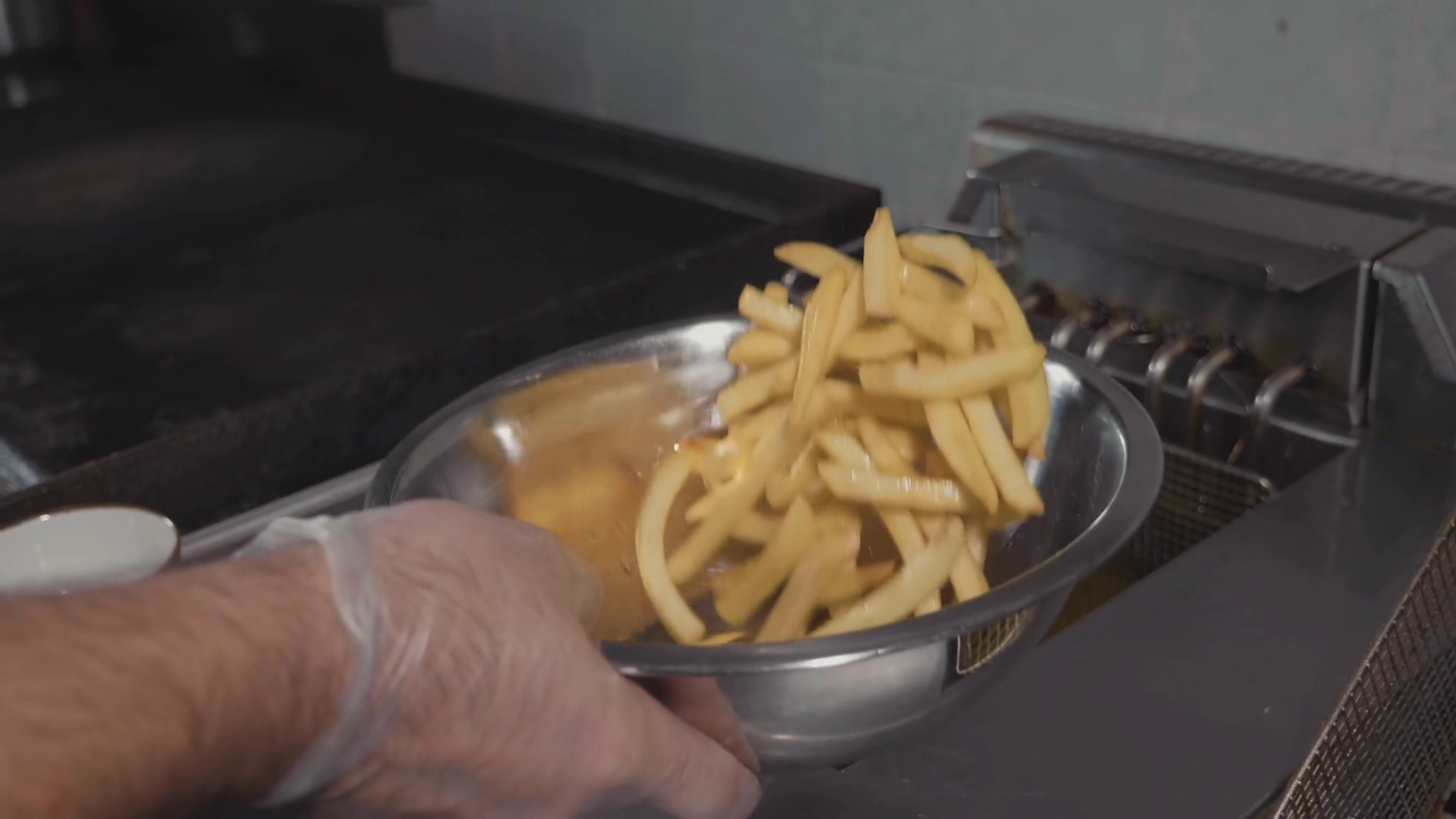 Chef Mixing Salting French Fries In Steel Stock Footage SBV-317858296 ...