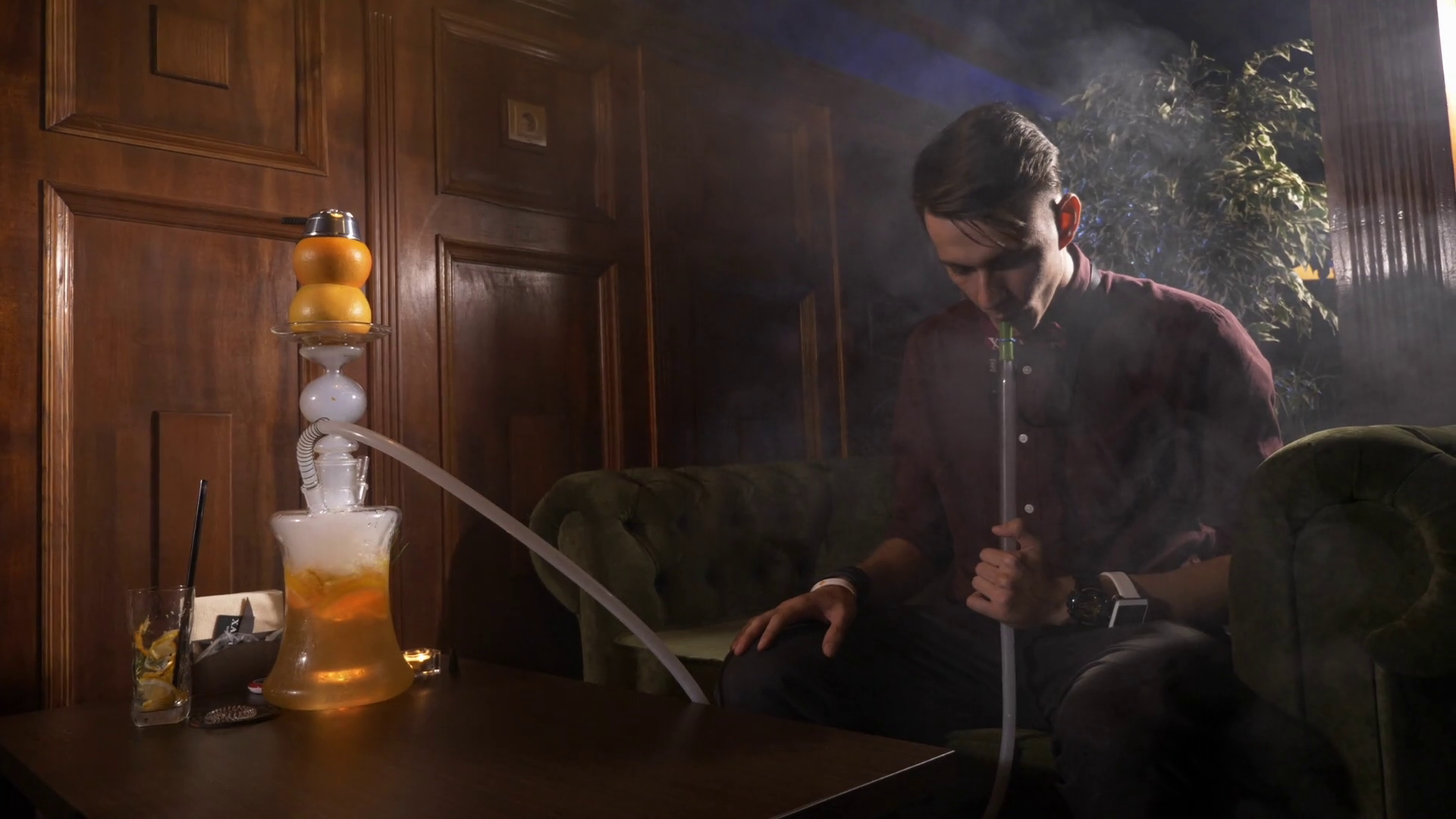 Handsome Young Guy Smoking Hookah Makes Stock Footage SBV-317662643 ...
