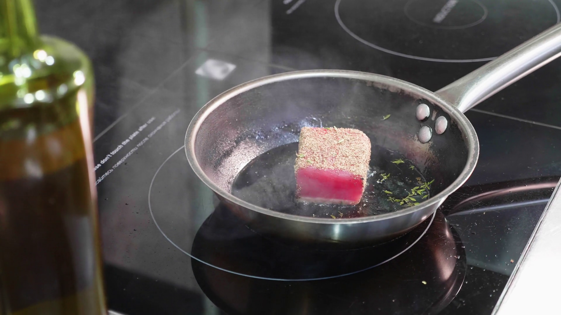 Pan-fried Fish Marlin Fillet On Steaming Stock Footage SBV-325769279 ...