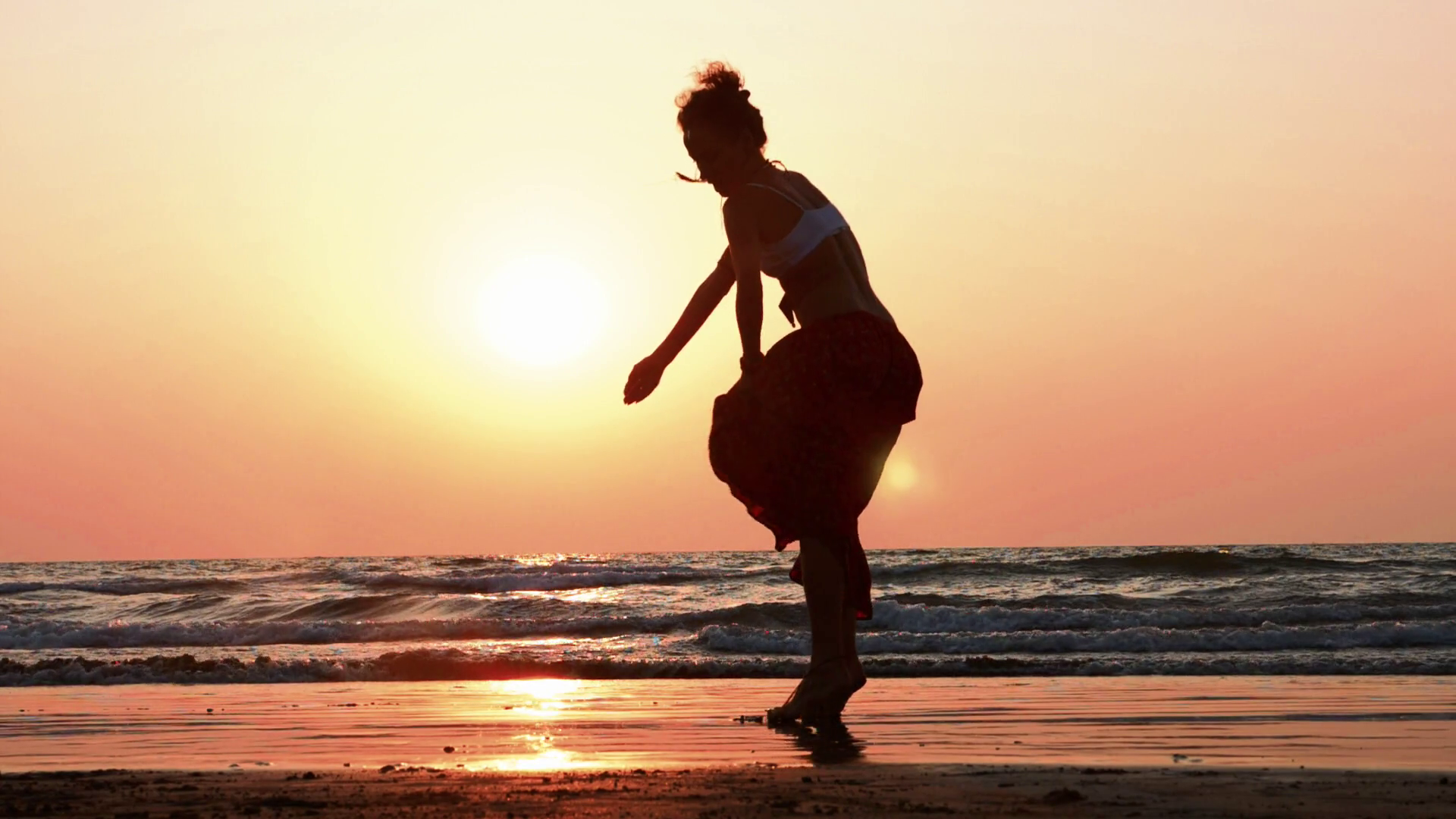 Young Girl Dancing At Sunset In Slow Motion Stock Footage SBV-330737250 ...