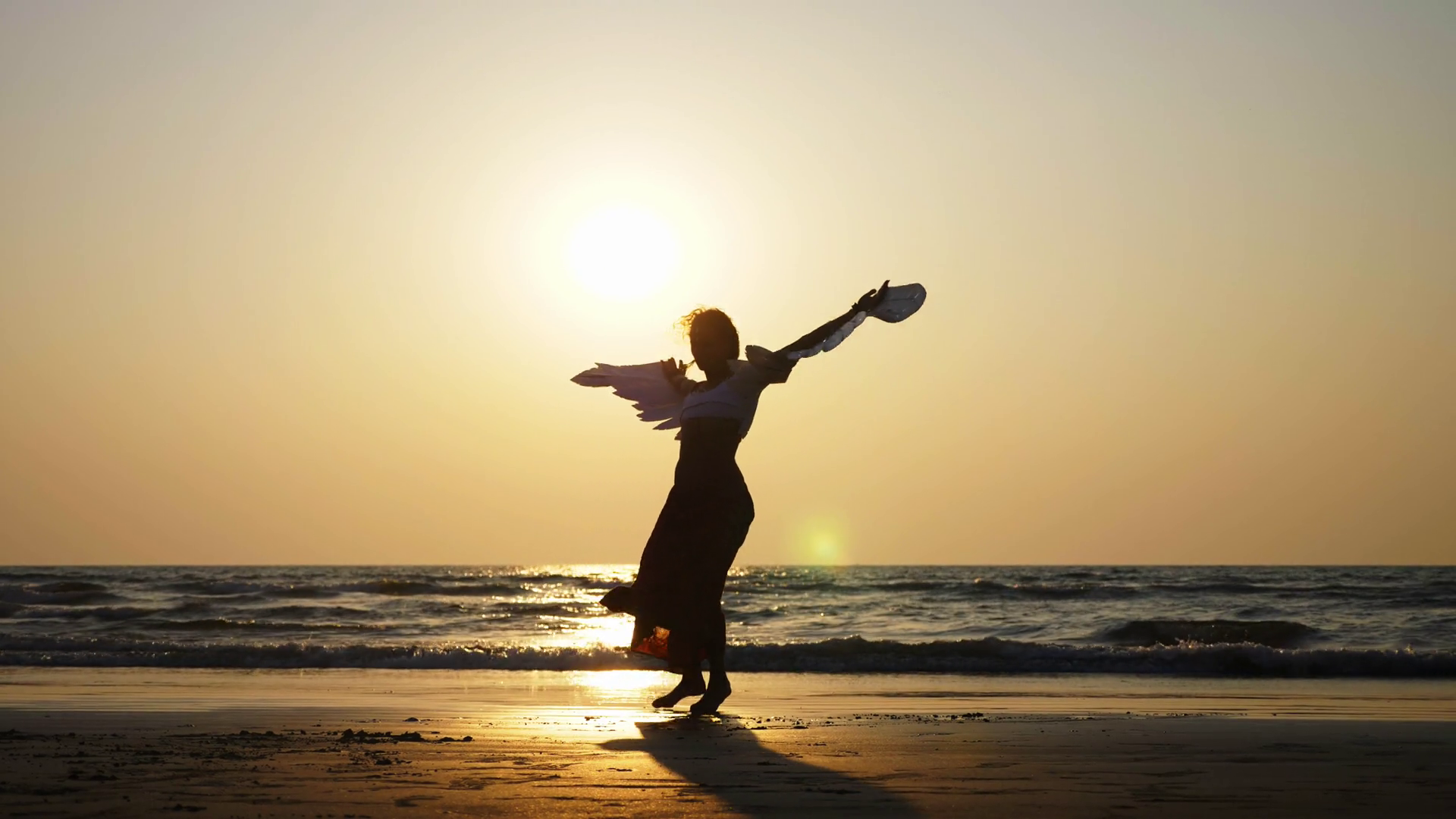 Silhouette Of Person With Angel Wings Stock Footage SBV-338667152 ...
