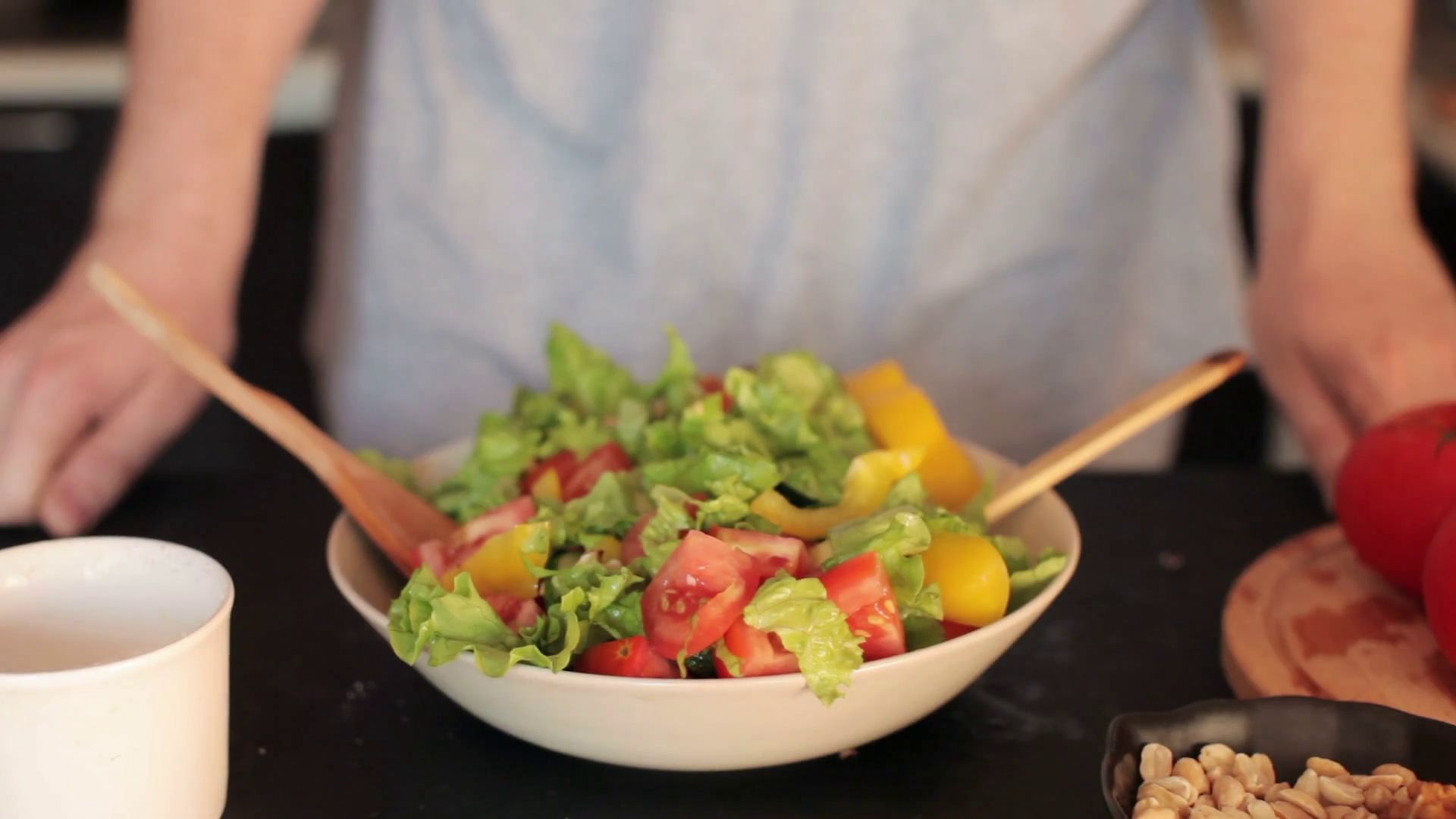 Man Holding Plate Of Vegetable Salad Stock Footage SBV-309122154 ...