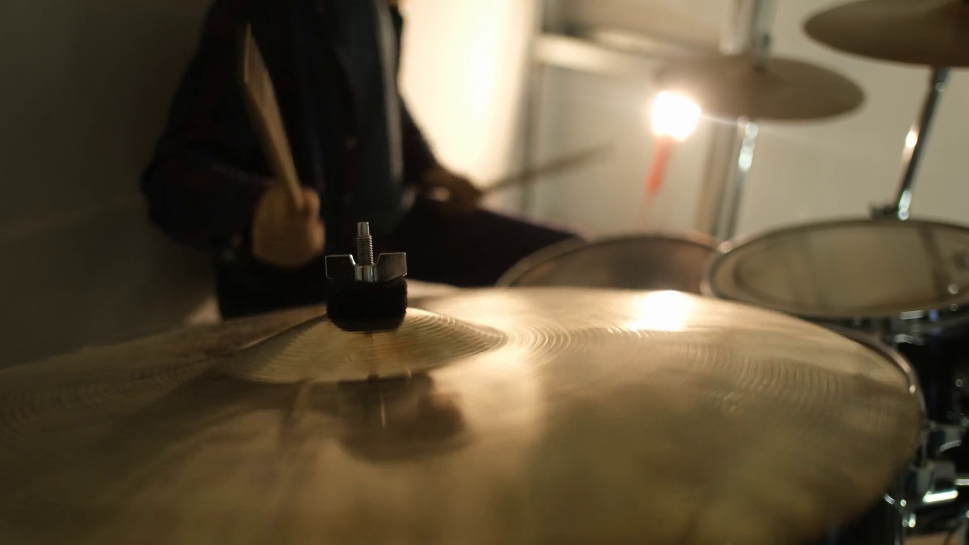 Close-up On Drum Cymbal Guy Plays Drums Stock Footage SBV-347625957 ...