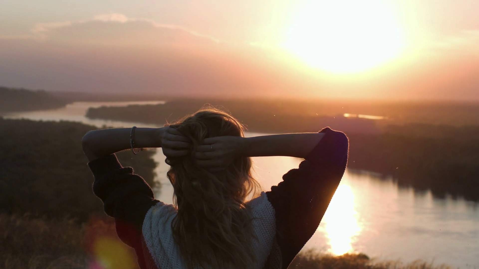 A Resting Woman Is Standing With Back On Stock Footage SBV-326058172 ...
