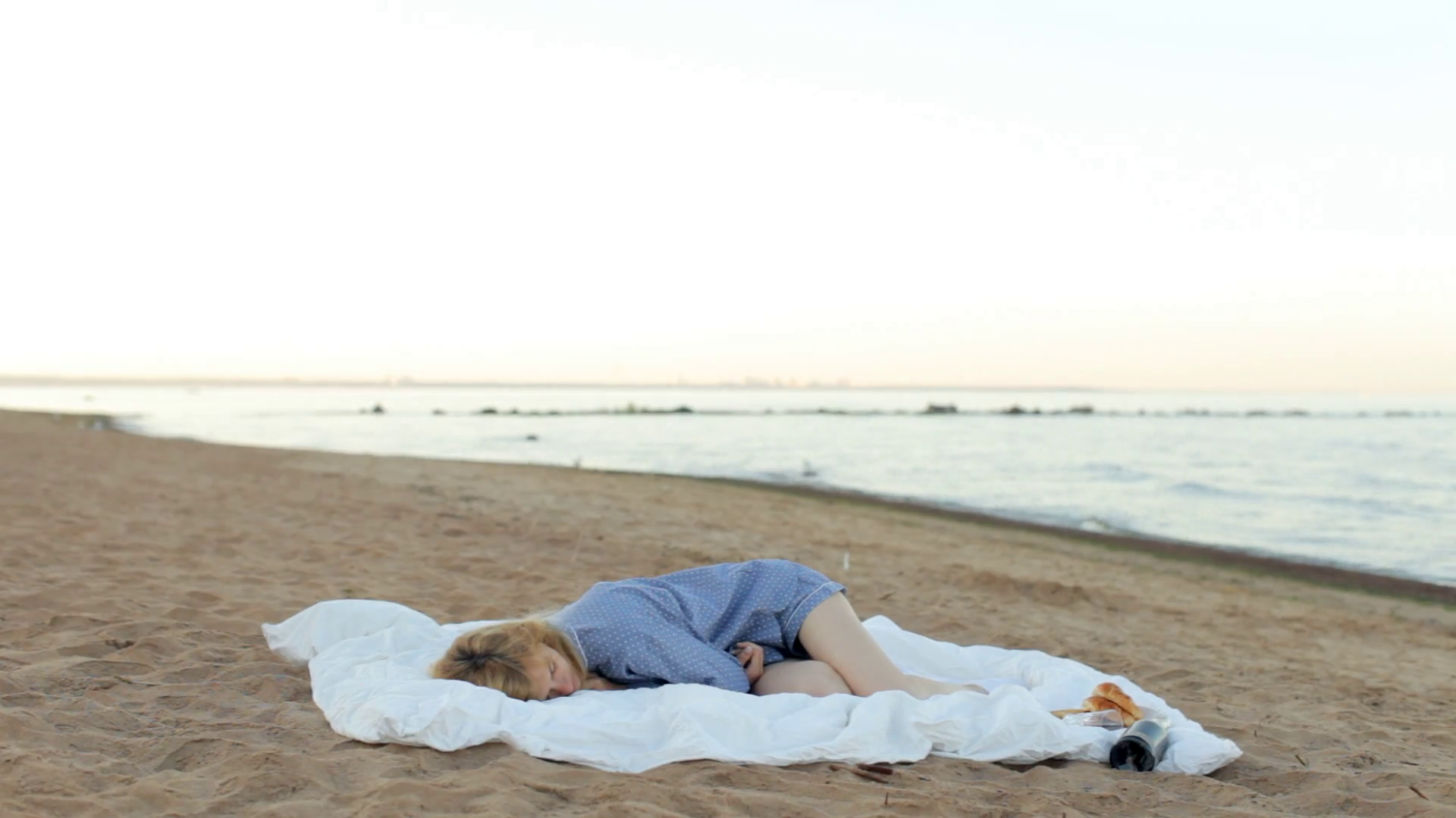 Serene Woman Awakens On Shore Lady In Stock Footage SBV-316468977 ...