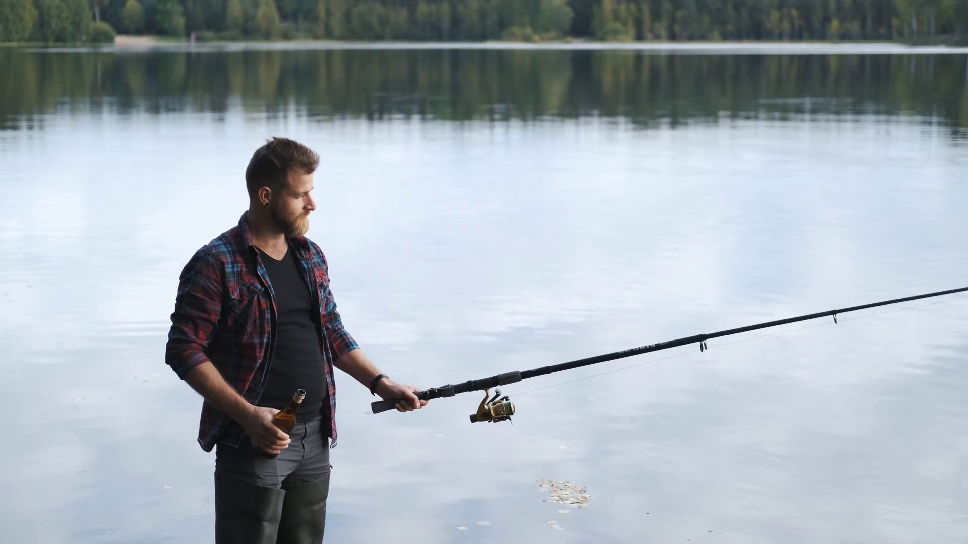 Portrait Of Man Fishing Drinking Beer Stock Footage SBV-347499855 ...