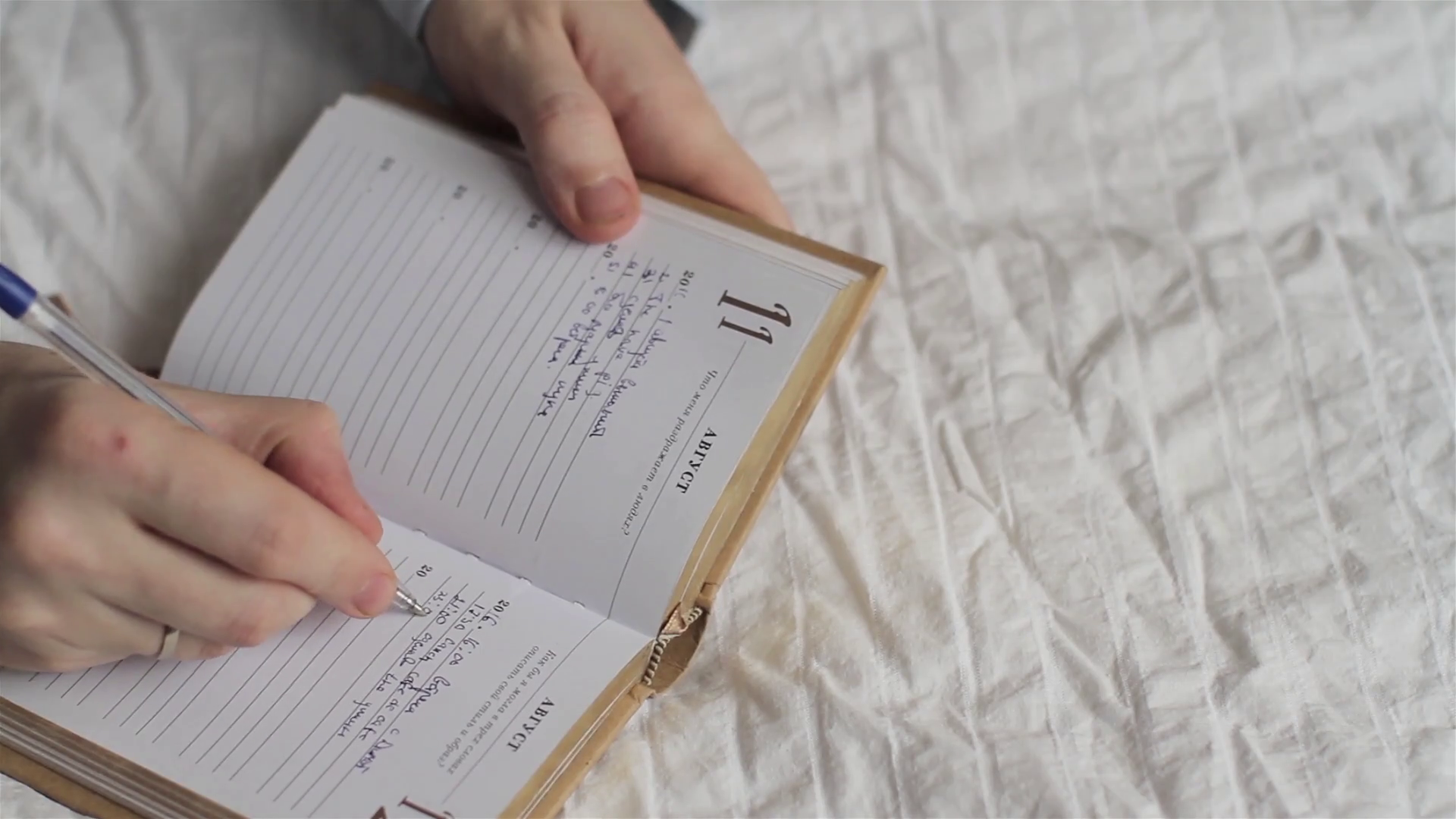 Men's Hands Makes Record In Diary Stock Footage SBV-313757441 - Storyblocks