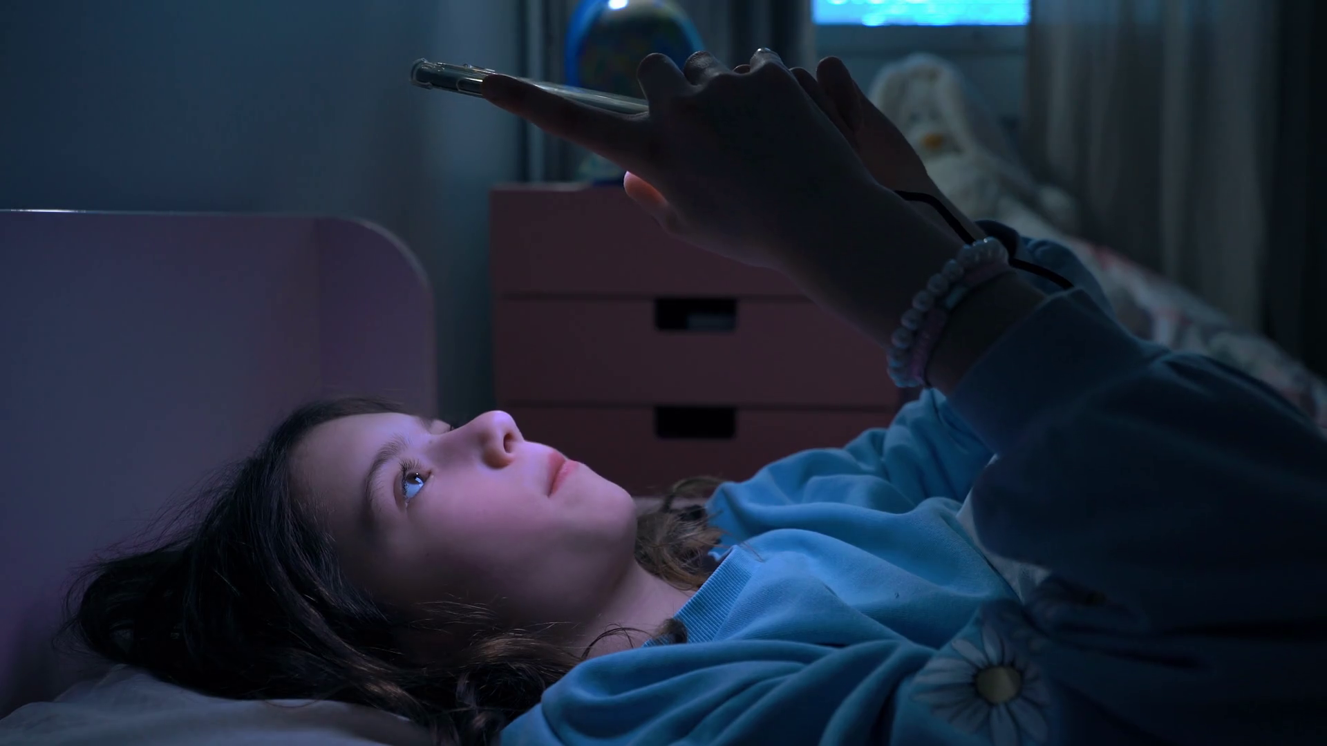 Teen Girl Scrolling Social Media Texting On Stock Footage SBV-347628464 ...