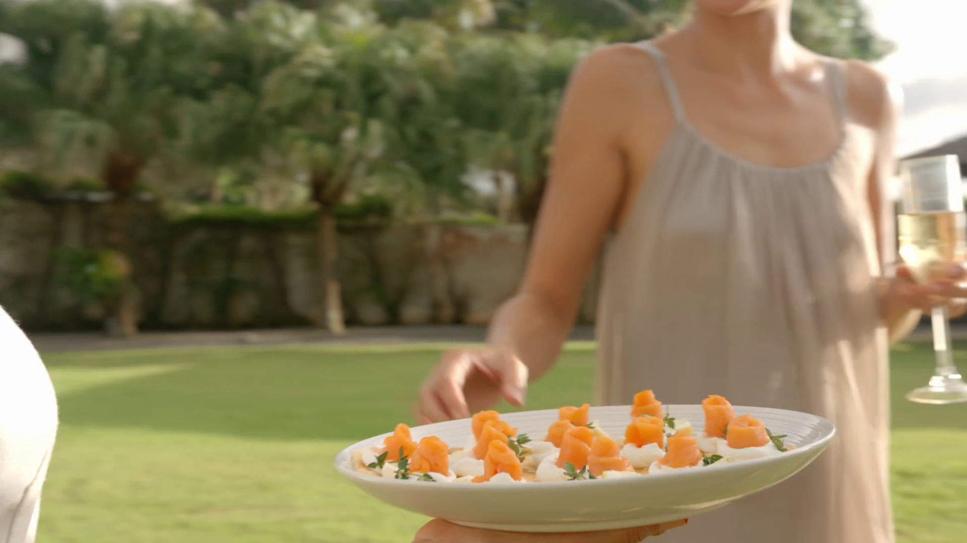 Woman Serving Canapes Outdoors On Event Stock Footage SBV-347669487 ...