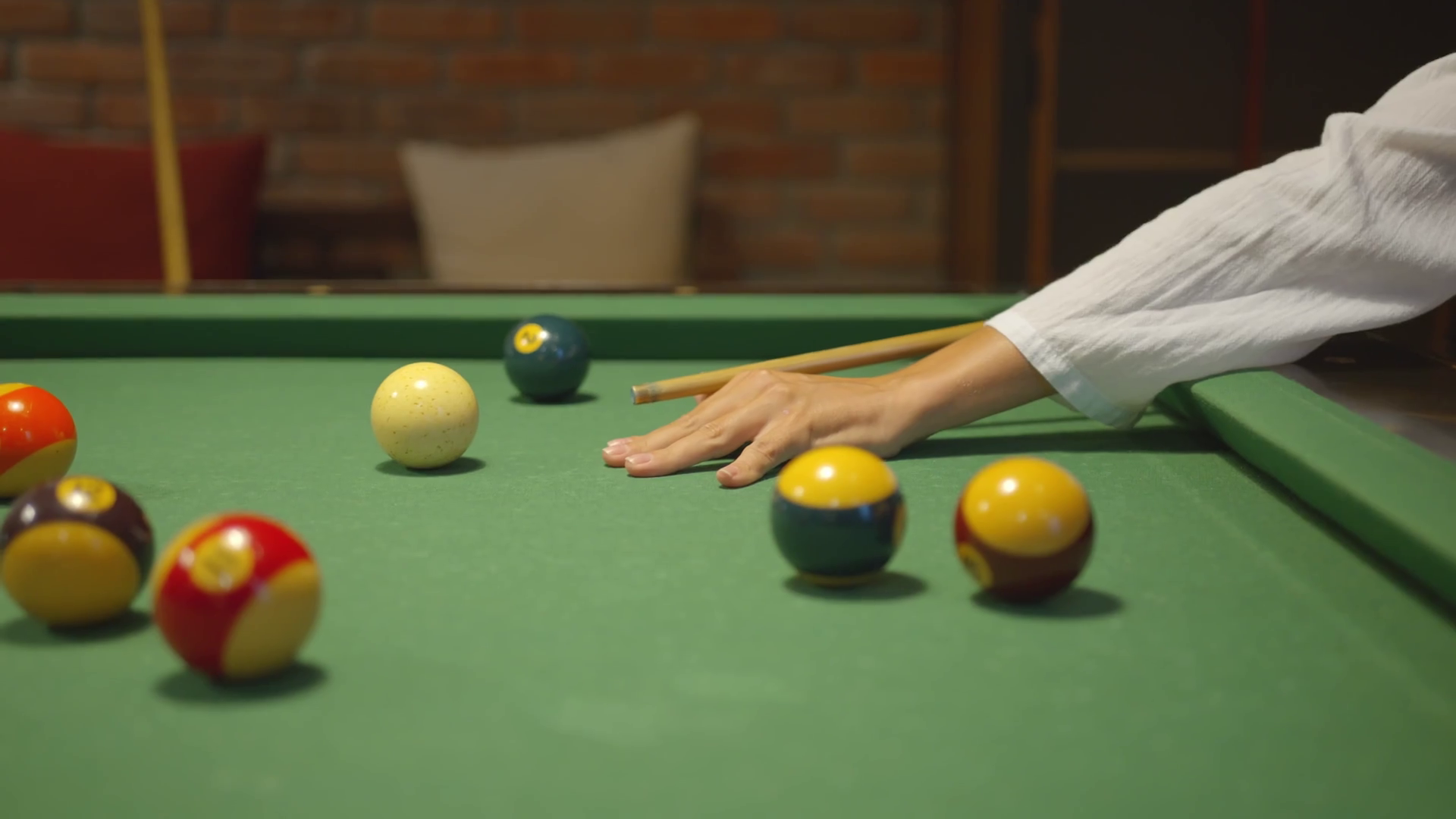 Hands Of Girl Playing Billiards Hitting Ball Stock Footage SBV ...
