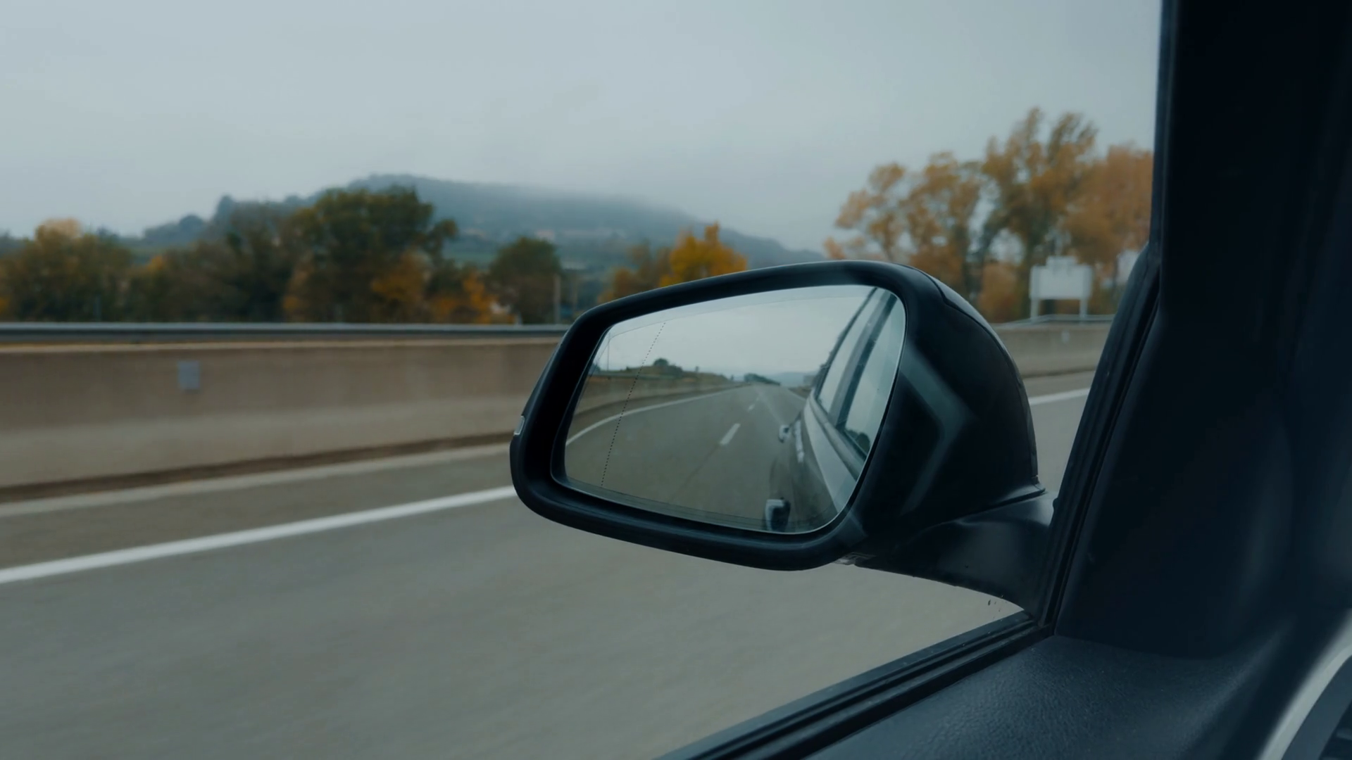 Vehicle Rear View Mirror On Autumn Road Trip Stock Footage SBV ...