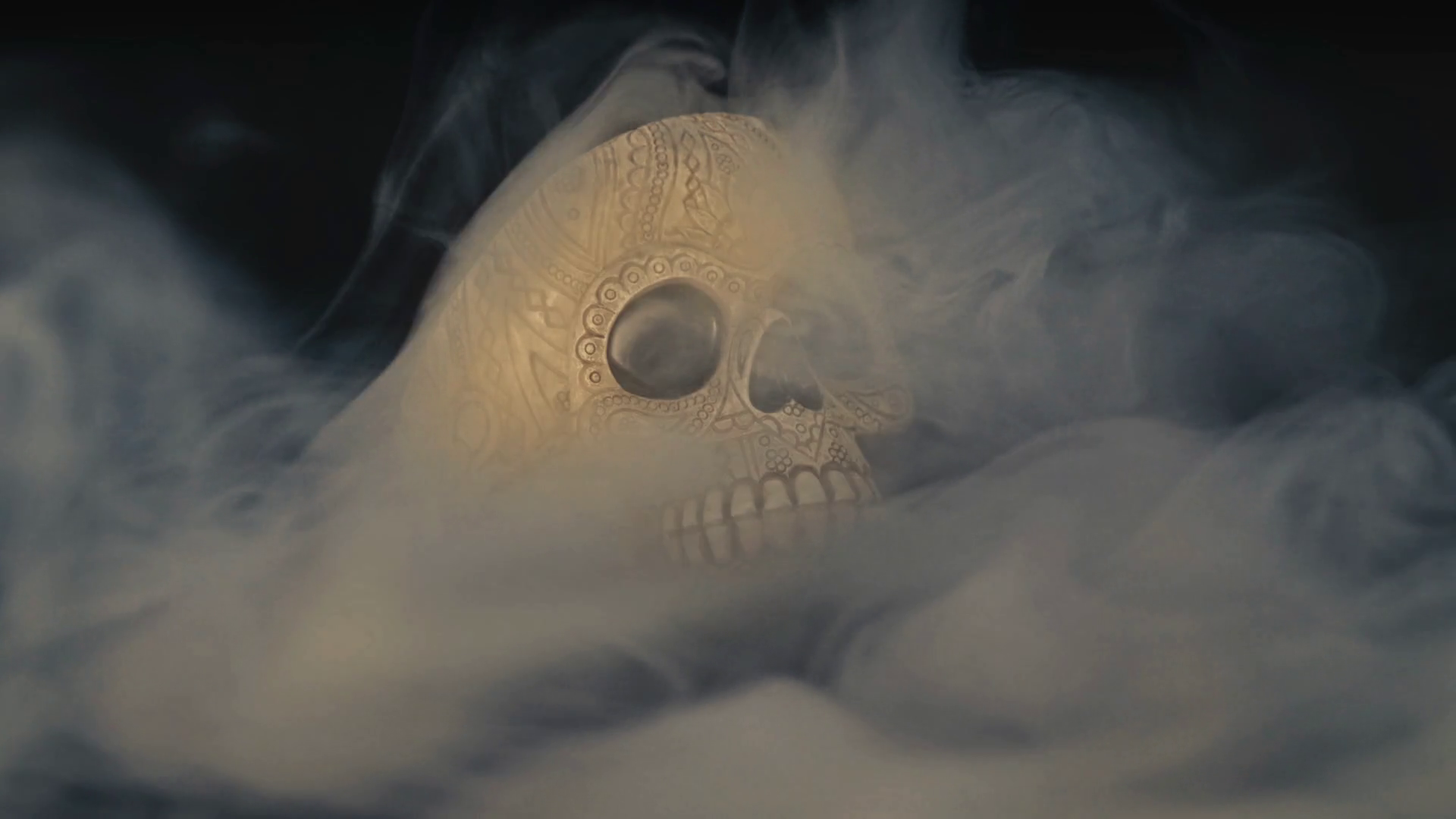 Skull covered in smoke on a dark background. Stock Video Footage 00:14 ...