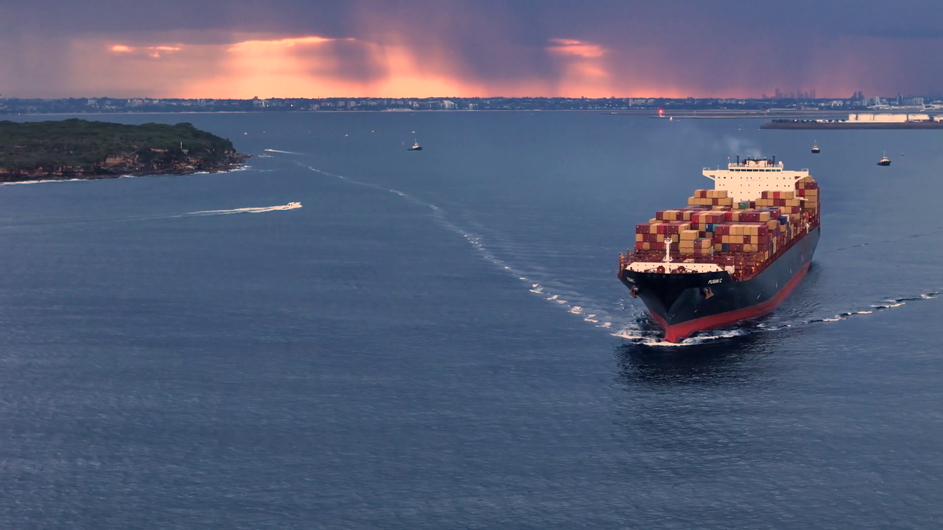 A Large Cargo Container Ship Exits Botany Stock Footage SBV-352312984 ...