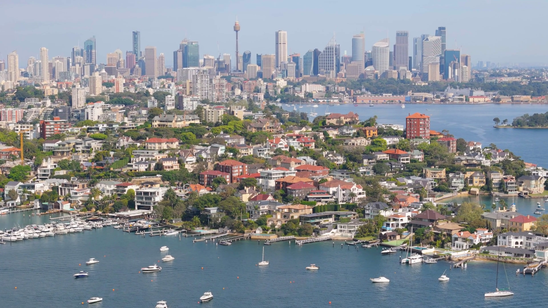 Aerial Drone View Of Suburb Of Point Piper Stock Footage SBV-352244631 ...