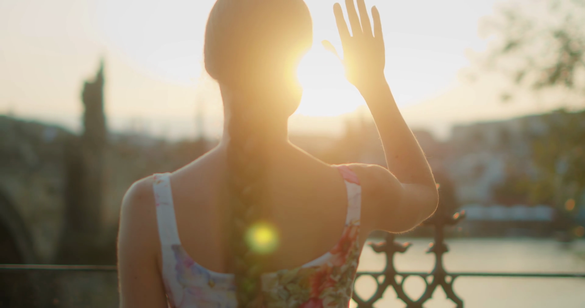 Woman Raising Hand To Sun Standing Near Stock Footage SBV-351944312 ...