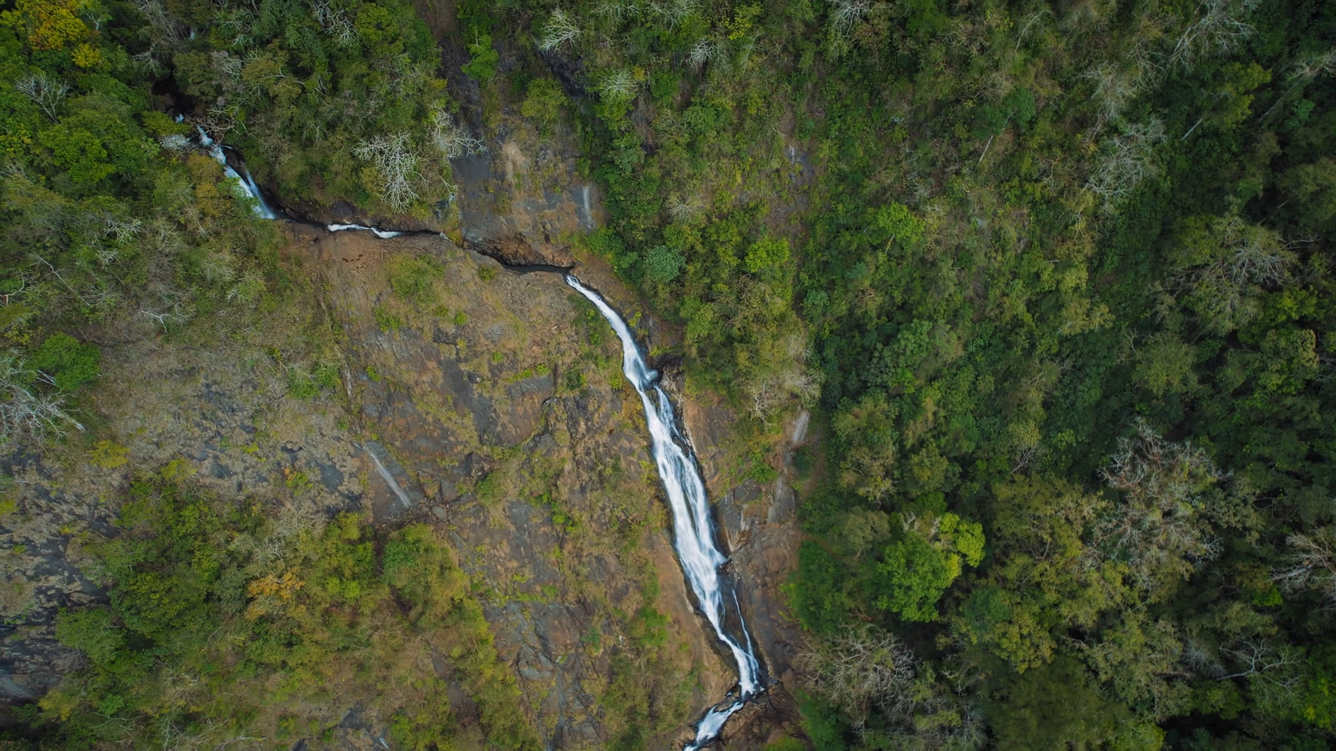 Aerial View Of Cascading Bijagual Waterfall Stock Footage SBV-352697414 ...