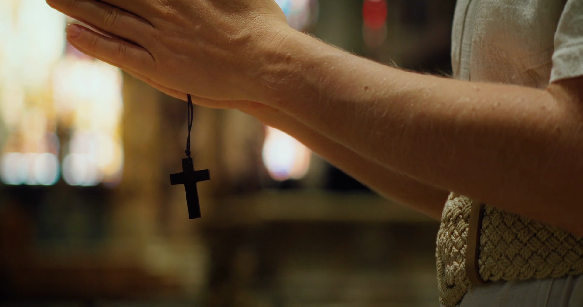 Christian Believer With Wooden Cross In Stock Footage SBV-348563300 ...