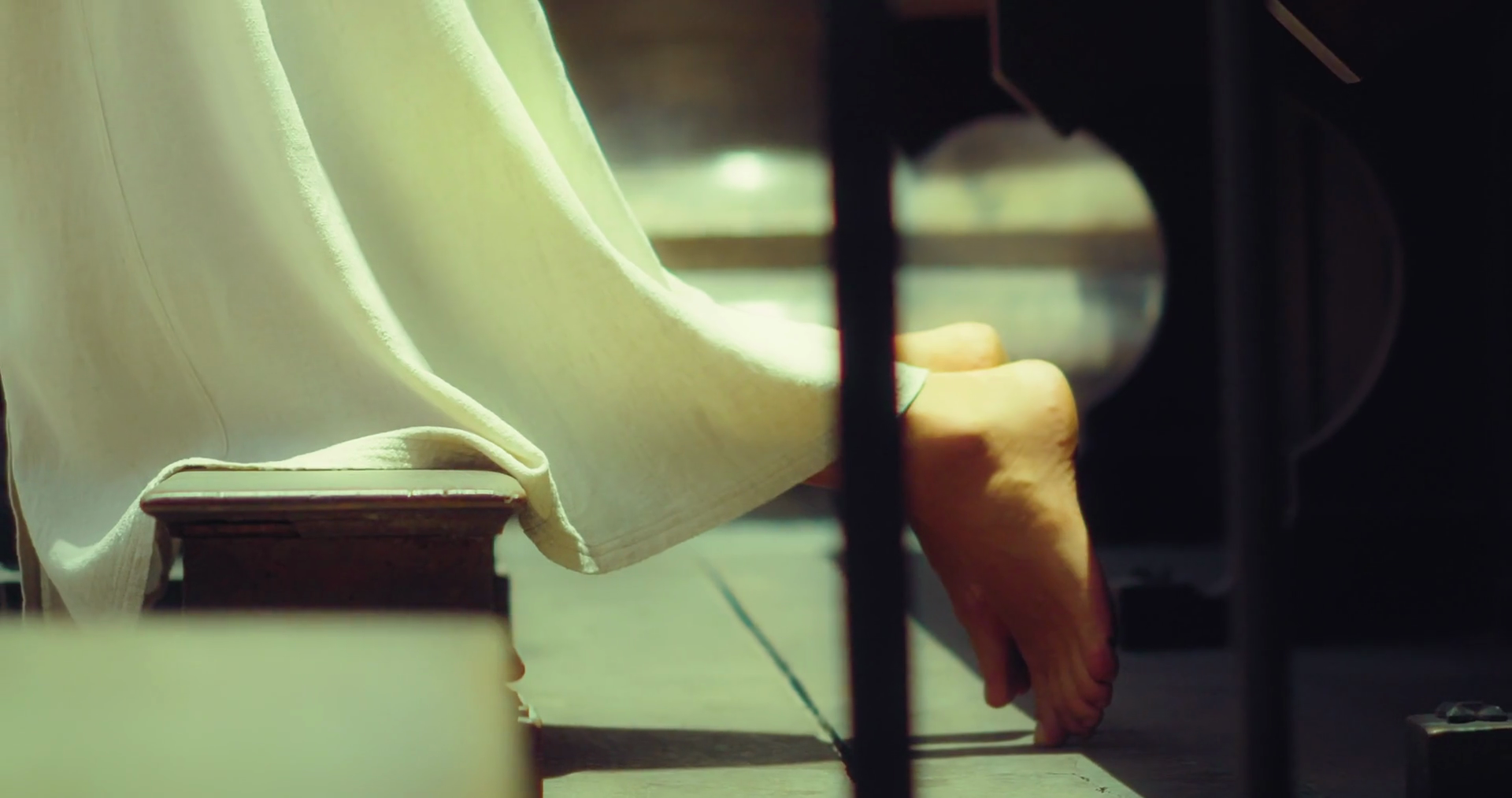 Barefoot Girl In Long White Dress Praying On Stock Footage SBV ...