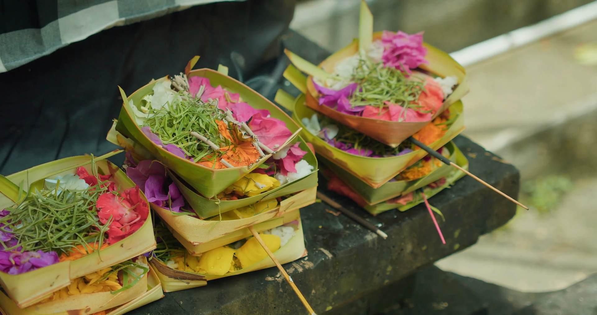 Vibrant Canang Sari Daily Offerings To Thank Stock Footage SBV ...