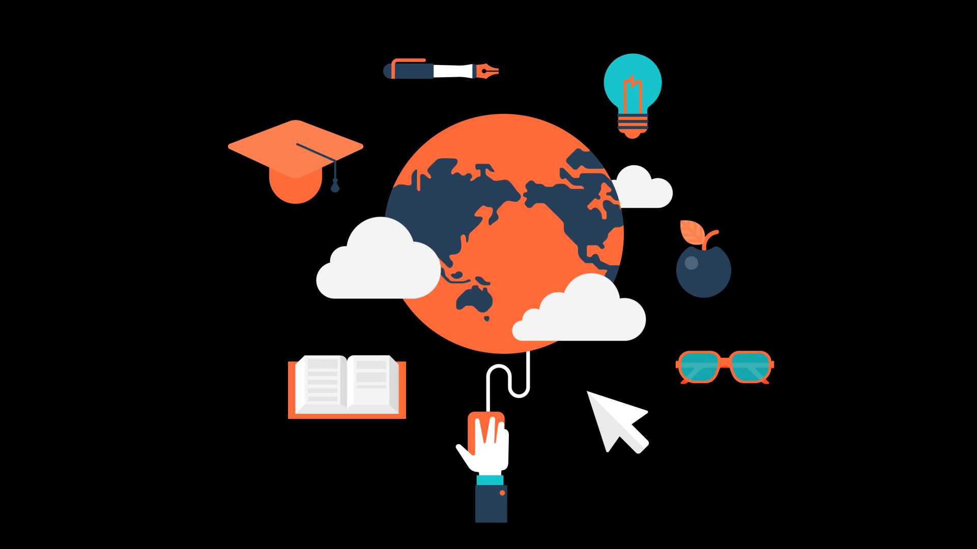 EDUCATION 2 - colored animated flat computer generated icons clips ...