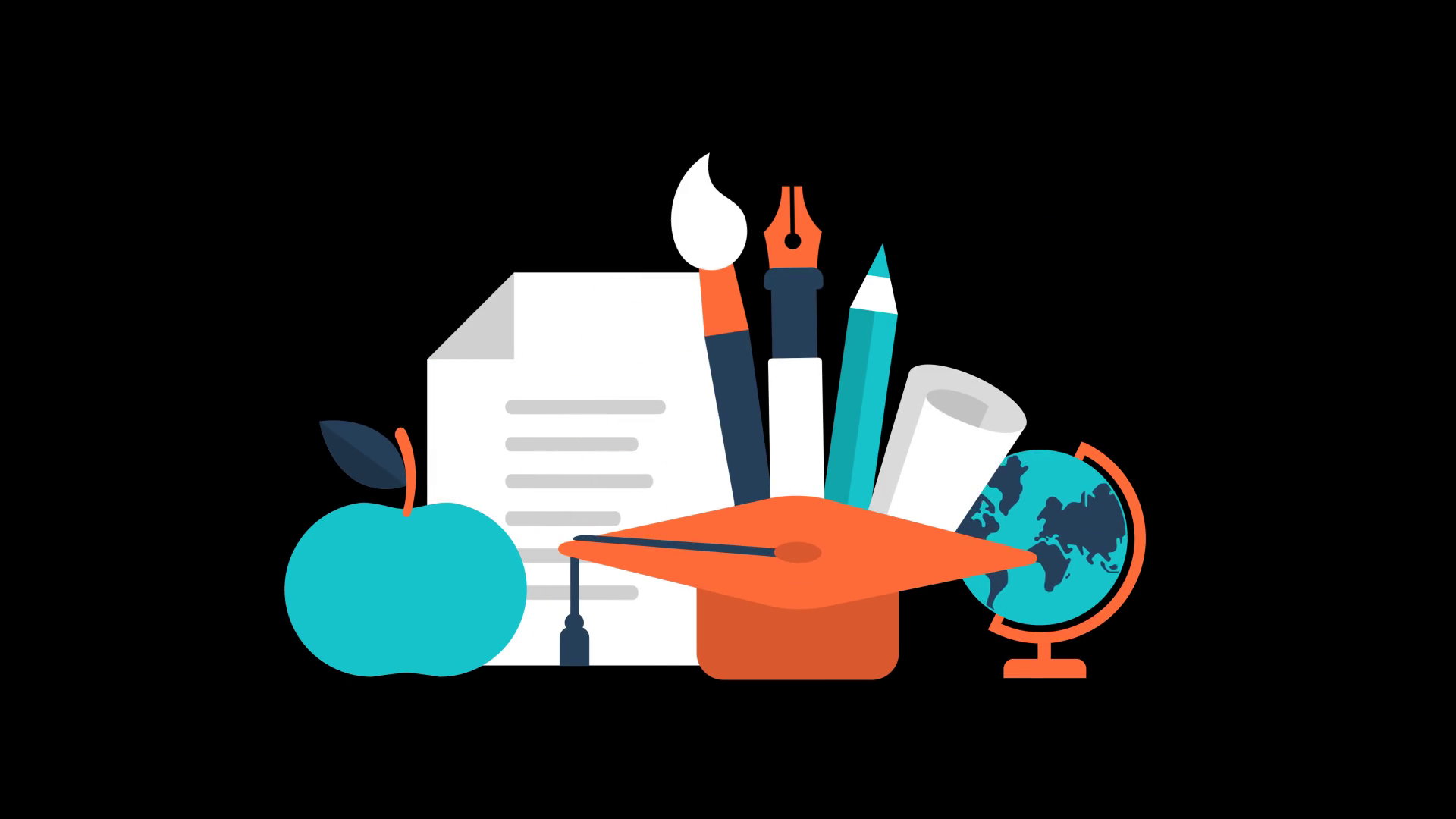 EDUCATION 4 - colored animated flat computer generated icons clips ...