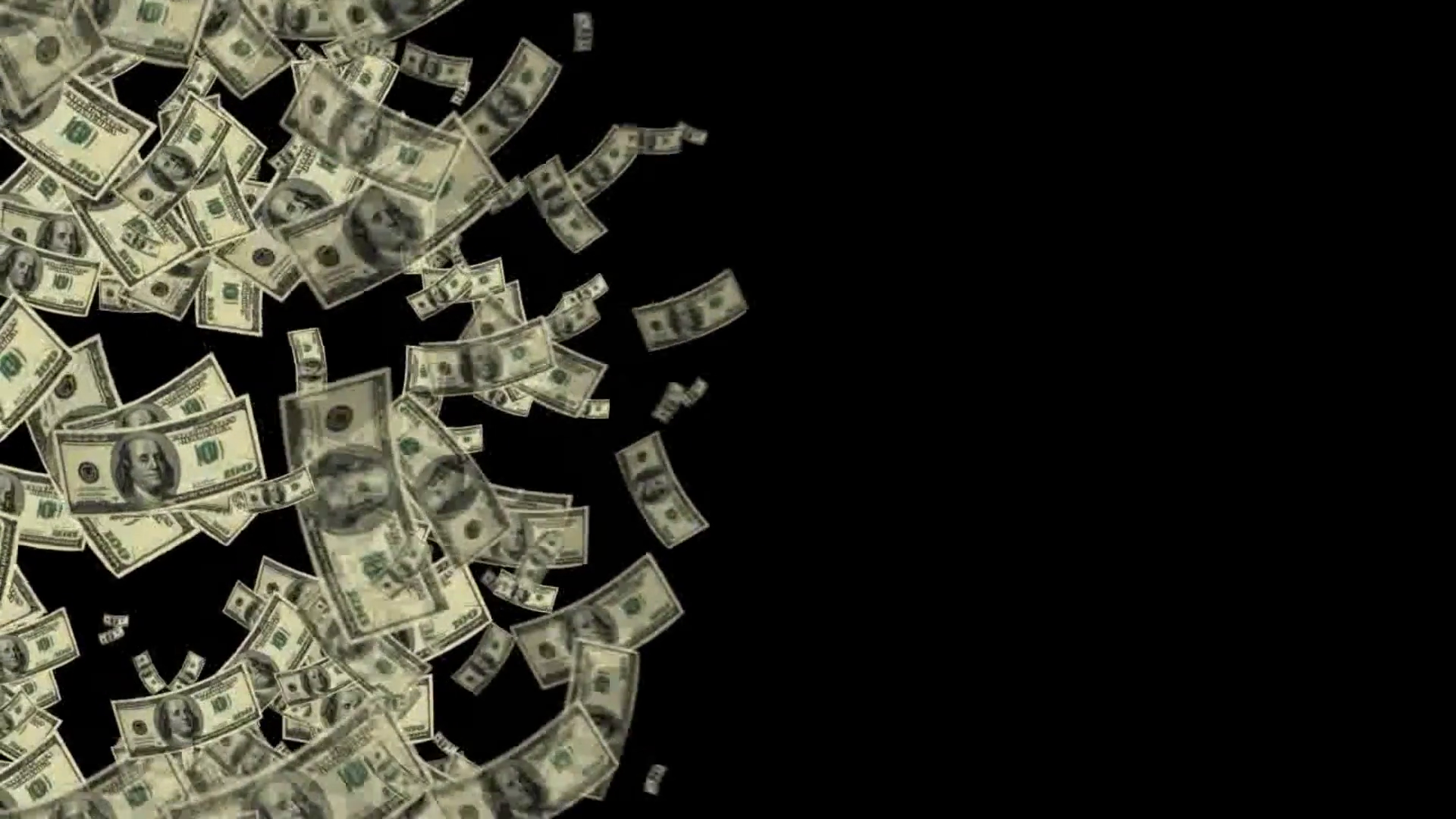 Dollar Explosion from left side Animation Black Background Vector ...