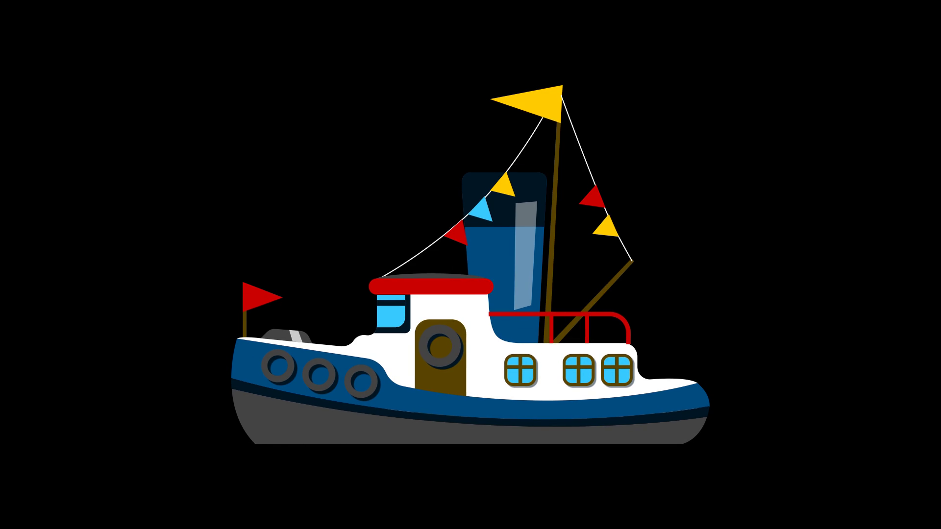 Tug Boat Holiday Adventure icon Line Drawing Animation Transparent ...